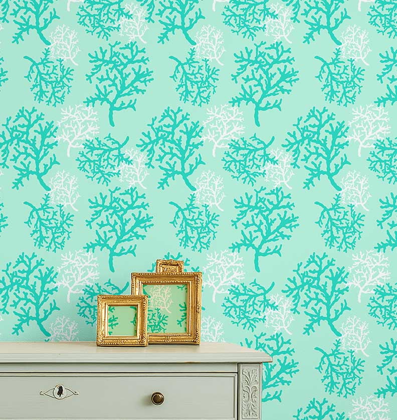S4Sassy Peel and Stick Wall Covering, Coral Reef Removable Wall Wrap ...