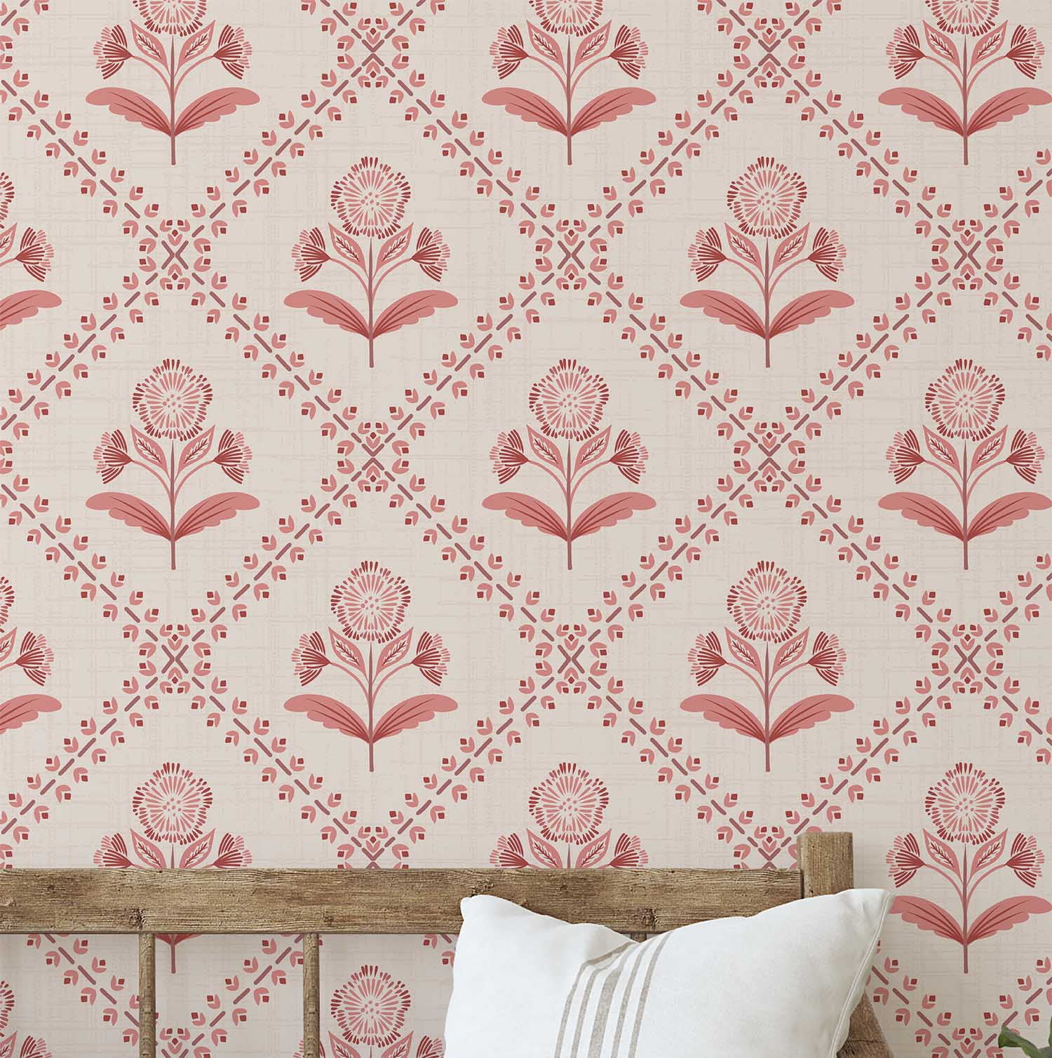S4Sassy Peel and Stick Wall Covering, Diagonal Floral Buti Removable ...