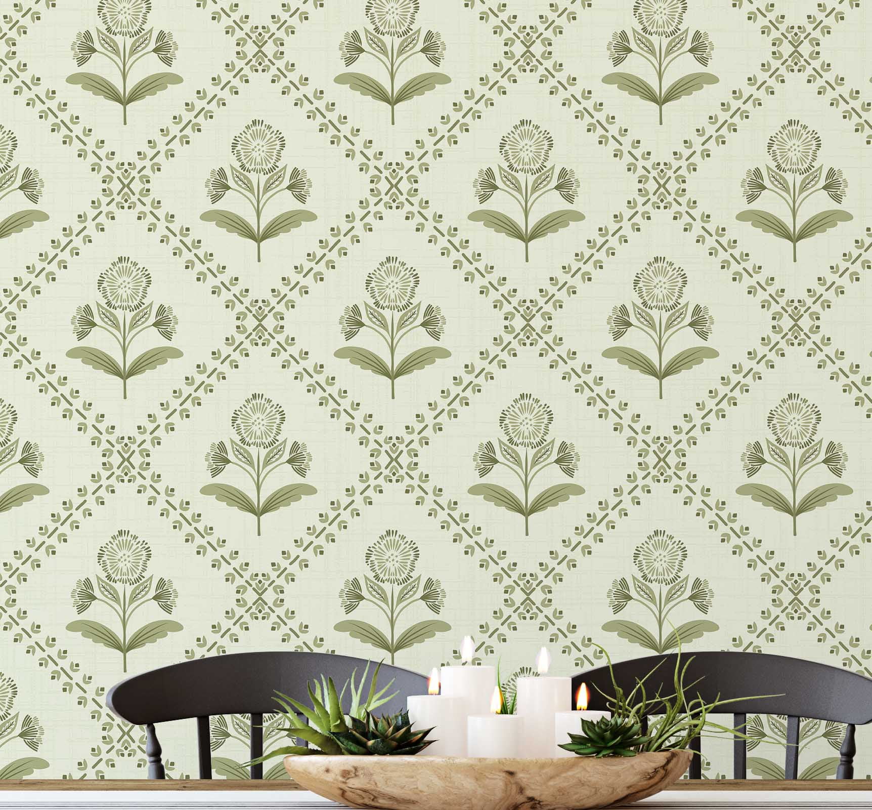 S4Sassy Peel and Stick Wall Covering, Diagonal Floral Buti Removable ...