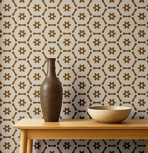 S4Sassy Peel and Stick Wall Covering, Floral Hexagon Print Removable ...