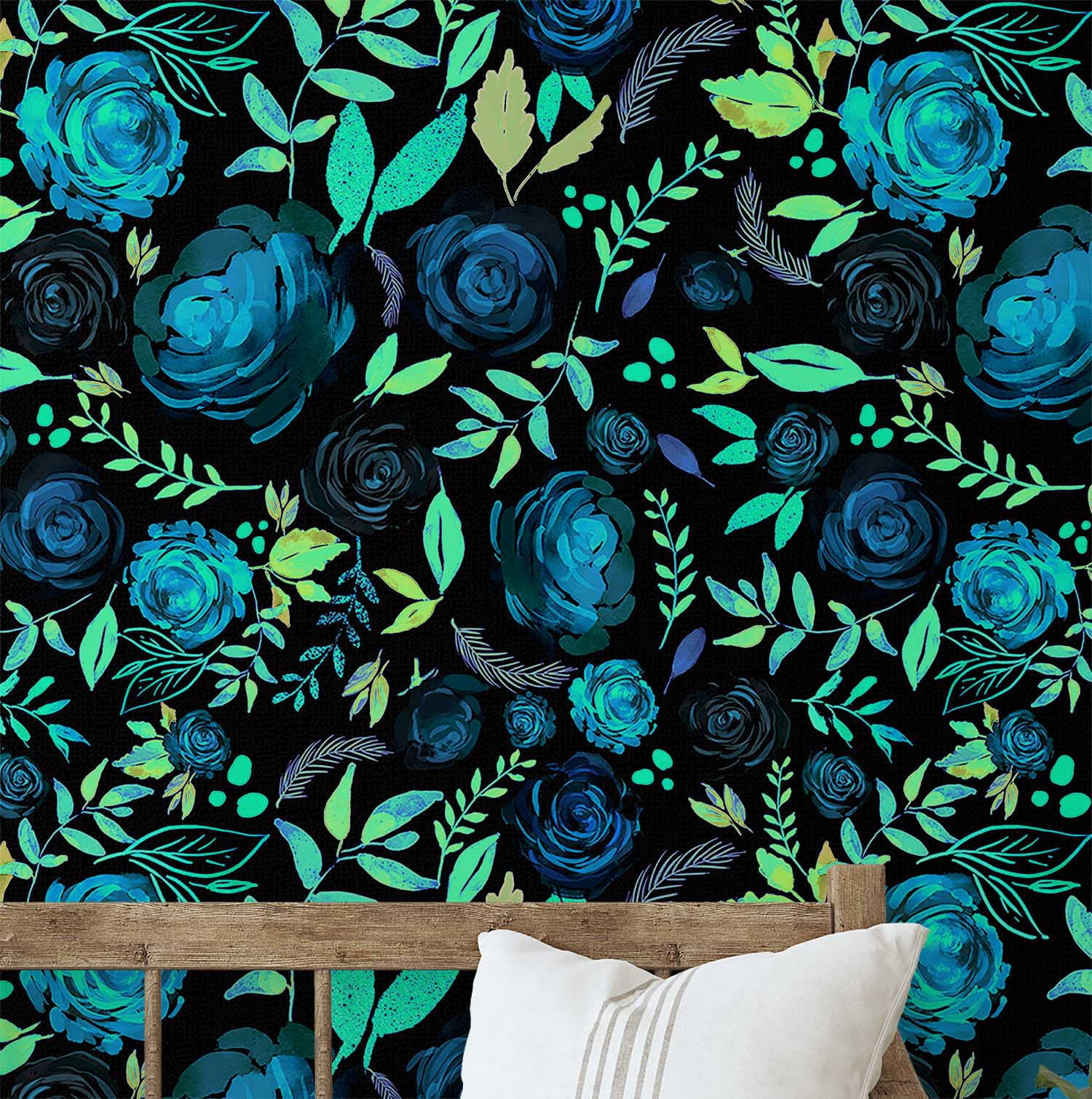 S4Sassy Peel And Stick Wall Covering, Floral Removable Wallwrap - Blue ...