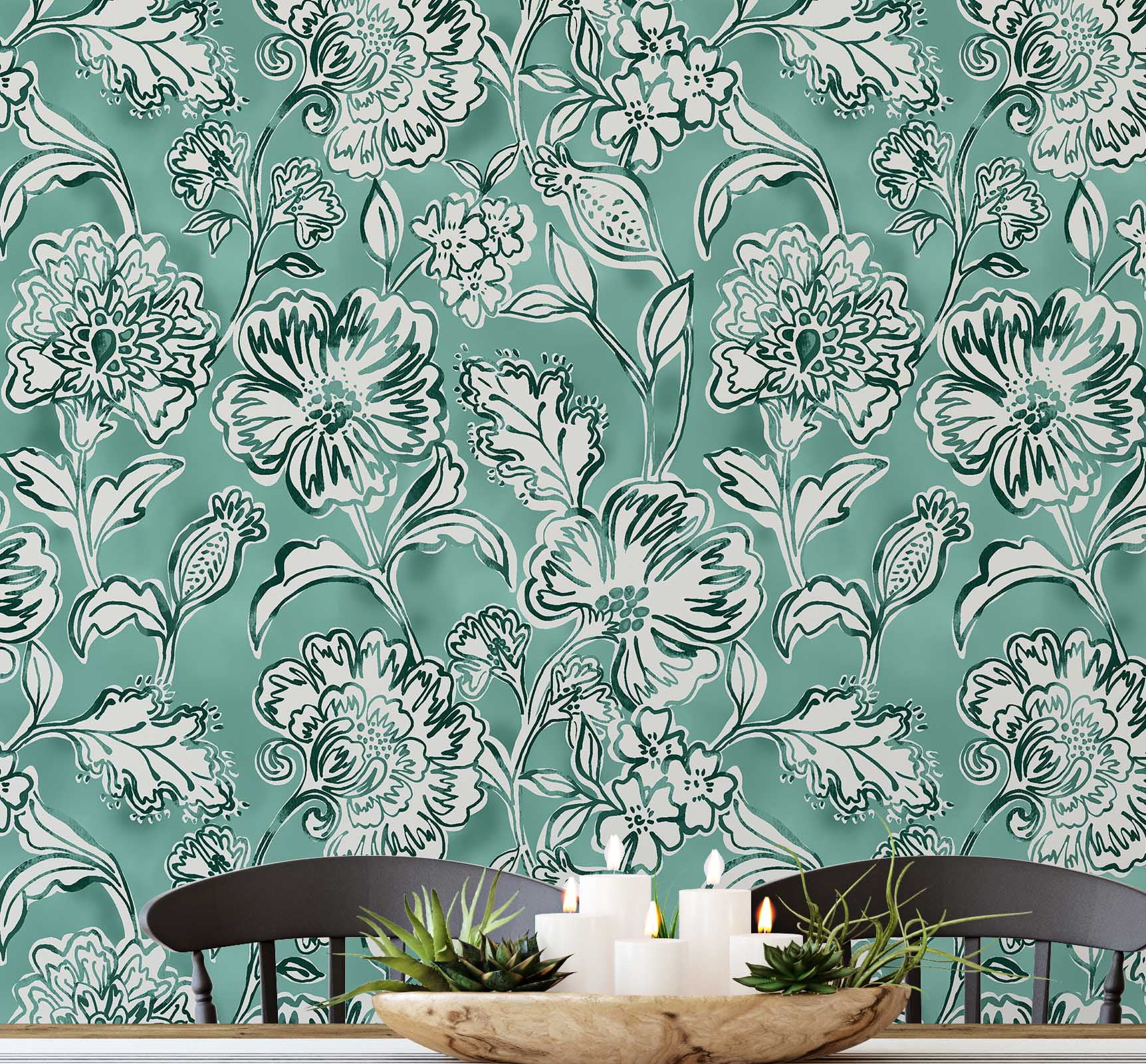 S4Sassy Peel and Stick Wall Covering, Garden Floral Removable Wall Wrap ...