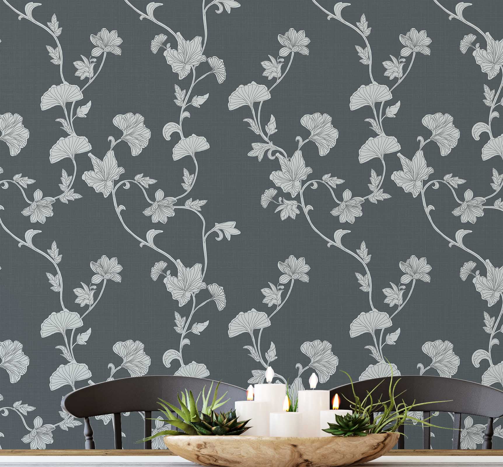 S4Sassy Peel and Stick Wall Covering, Ginkgo Vine Wallpaper Removable ...