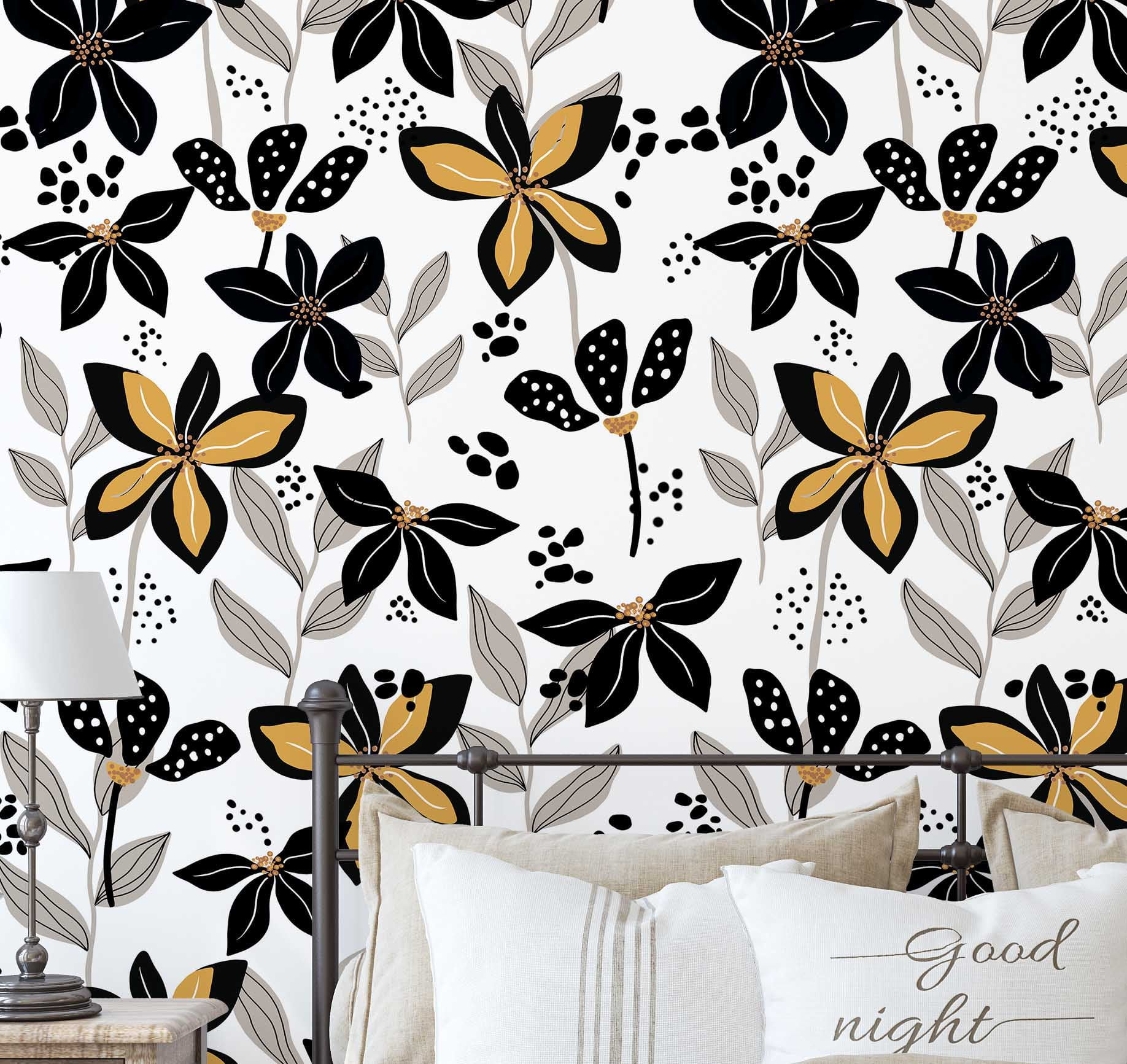 S4Sassy Peel and Stick Wall Covering, Golden Petals Wallpaper Removable ...