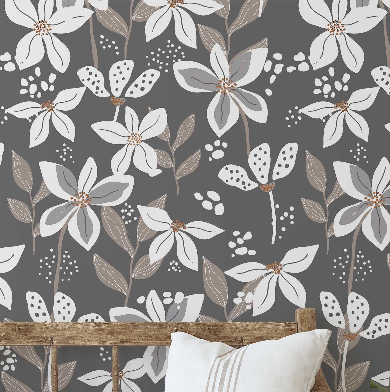 S4Sassy Peel and Stick Wall Covering, Golden Petals Wallpaper Removable ...