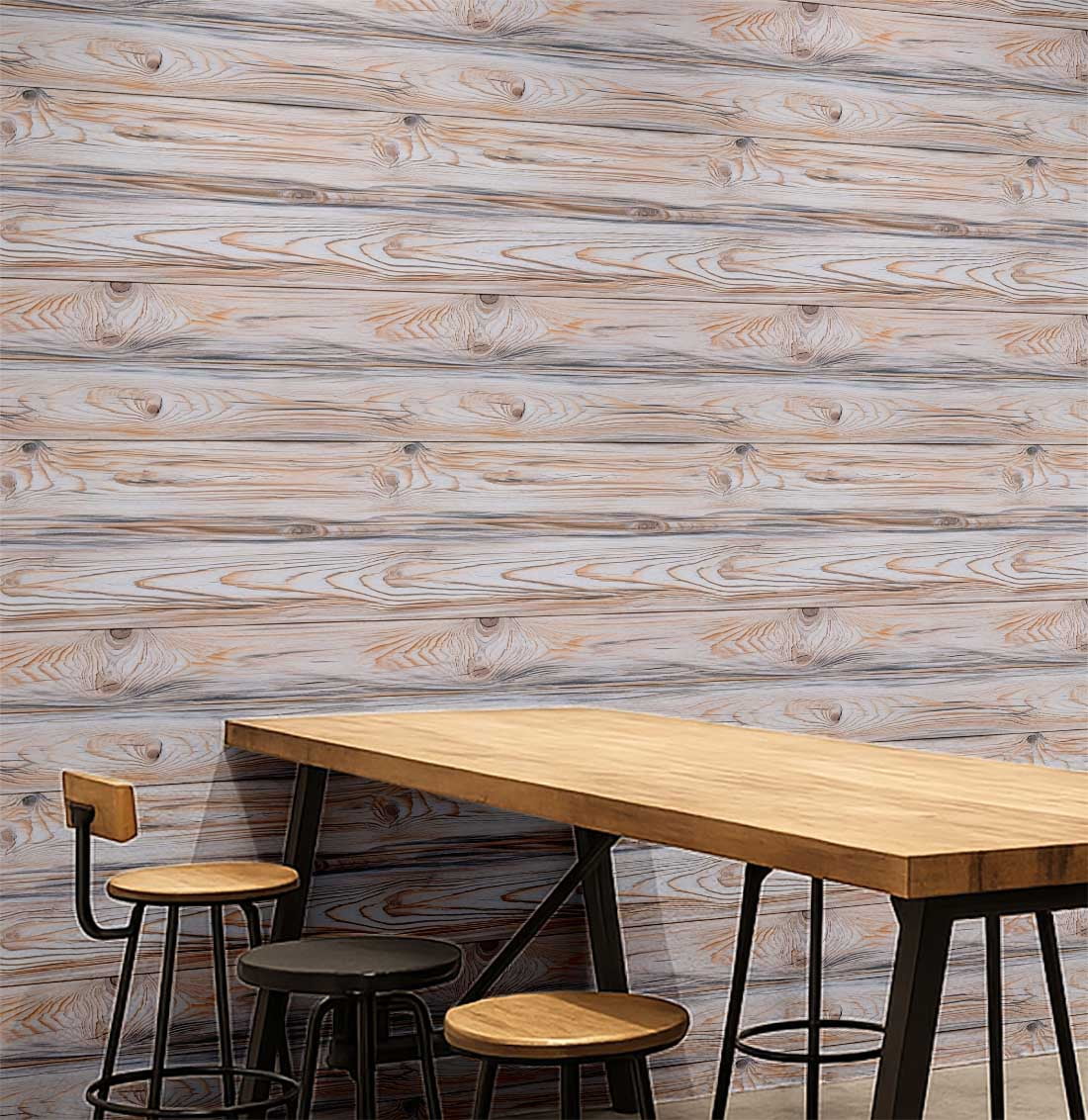 S4Sassy Peel And Stick Wall Covering, Horizontal Timber Grain Print ...