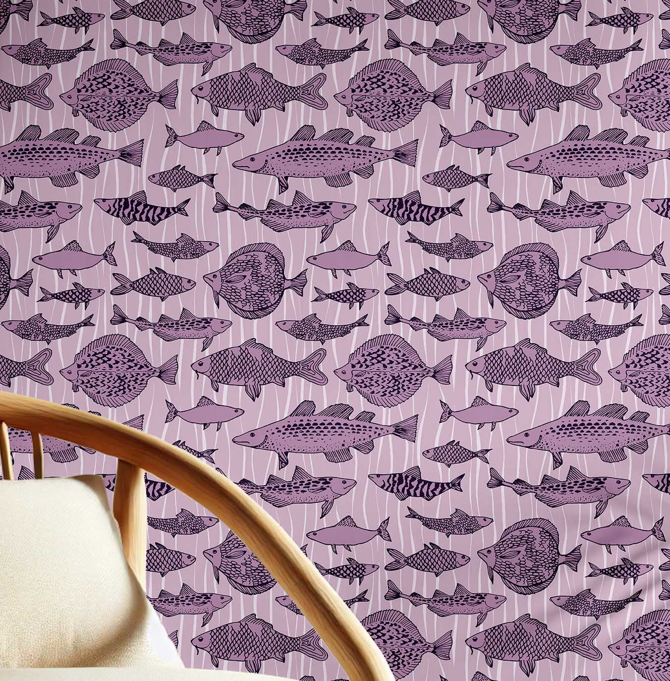 S4Sassy Peel and Stick Wall Covering, Ocean Fish Mosaic Removable Wall ...