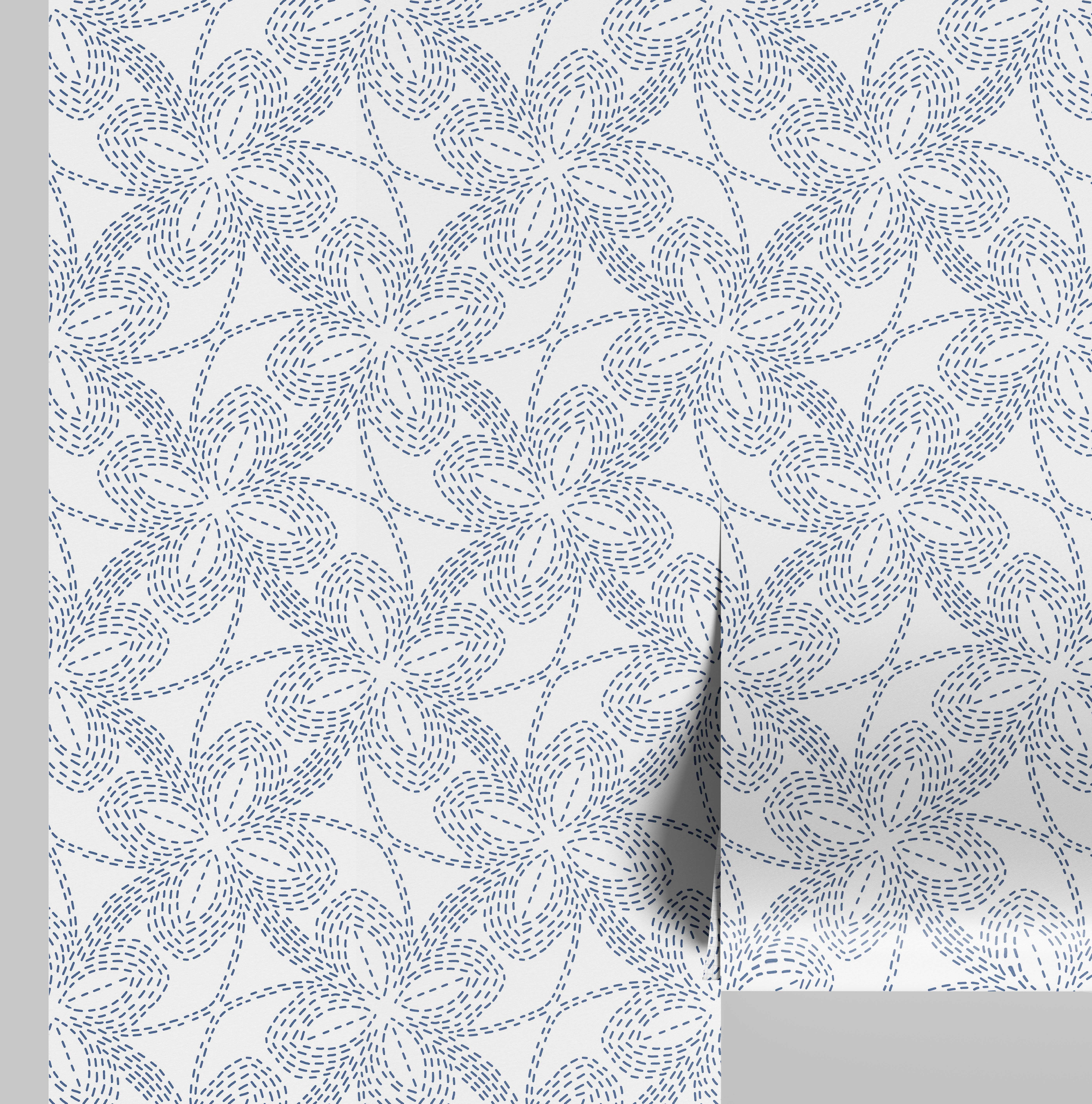 S4Sassy Peel and Stick Wall Covering, Petal Swirl Print Removable Vinyl ...