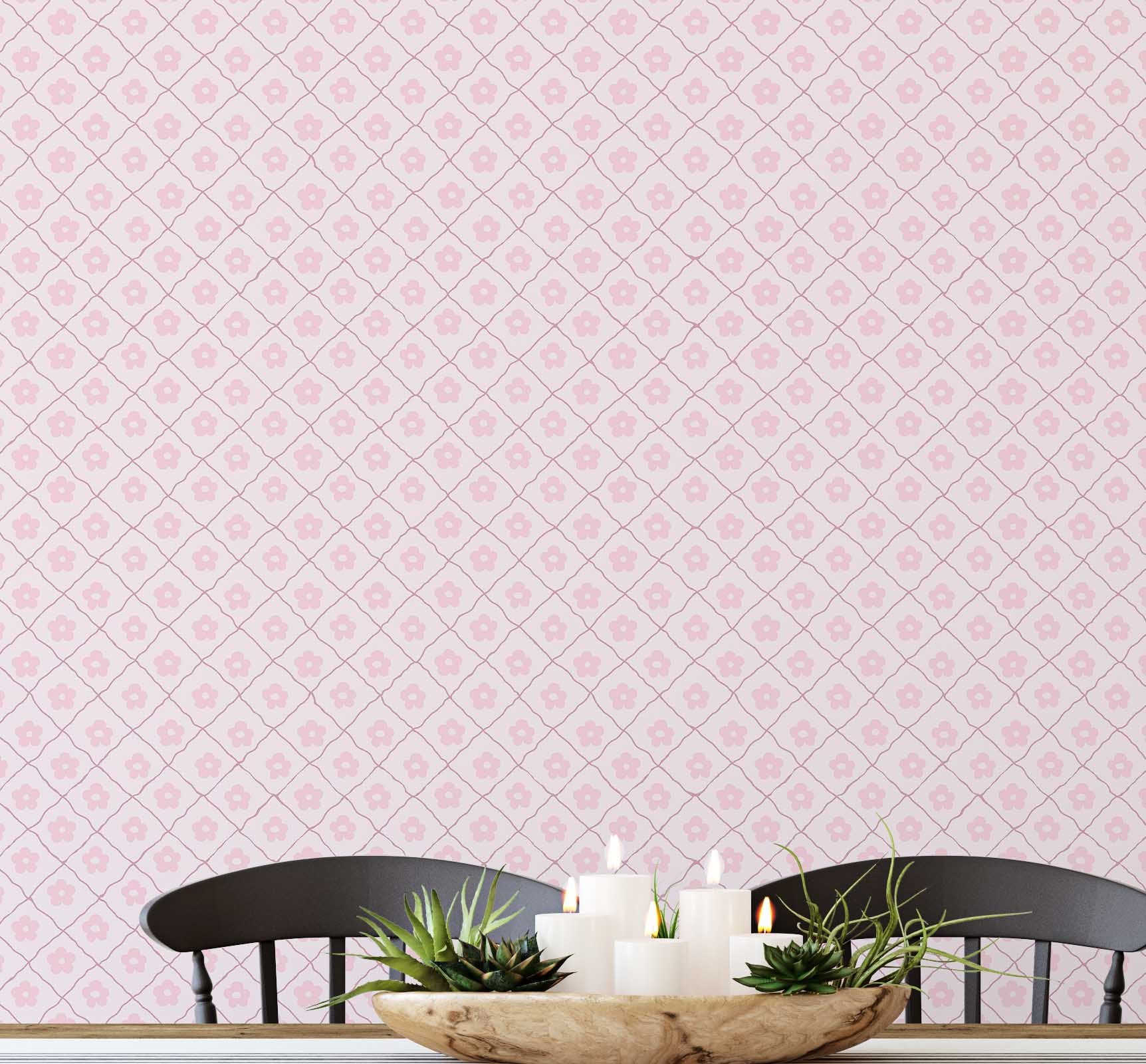 S4Sassy Peel and Stick Wall Covering, Petite Floral Checkered Removable ...
