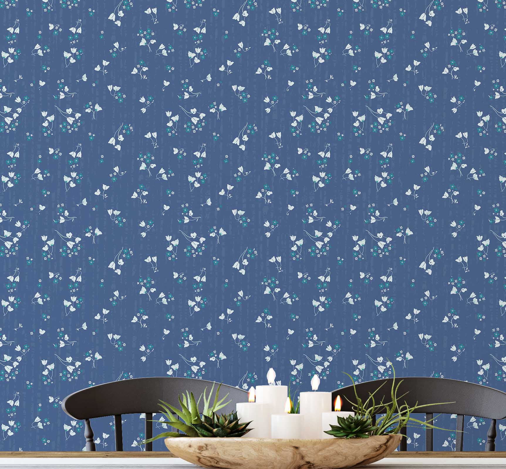 S4Sassy Peel and Stick Wall Covering, Petite Midnight Floral Wallpaper ...