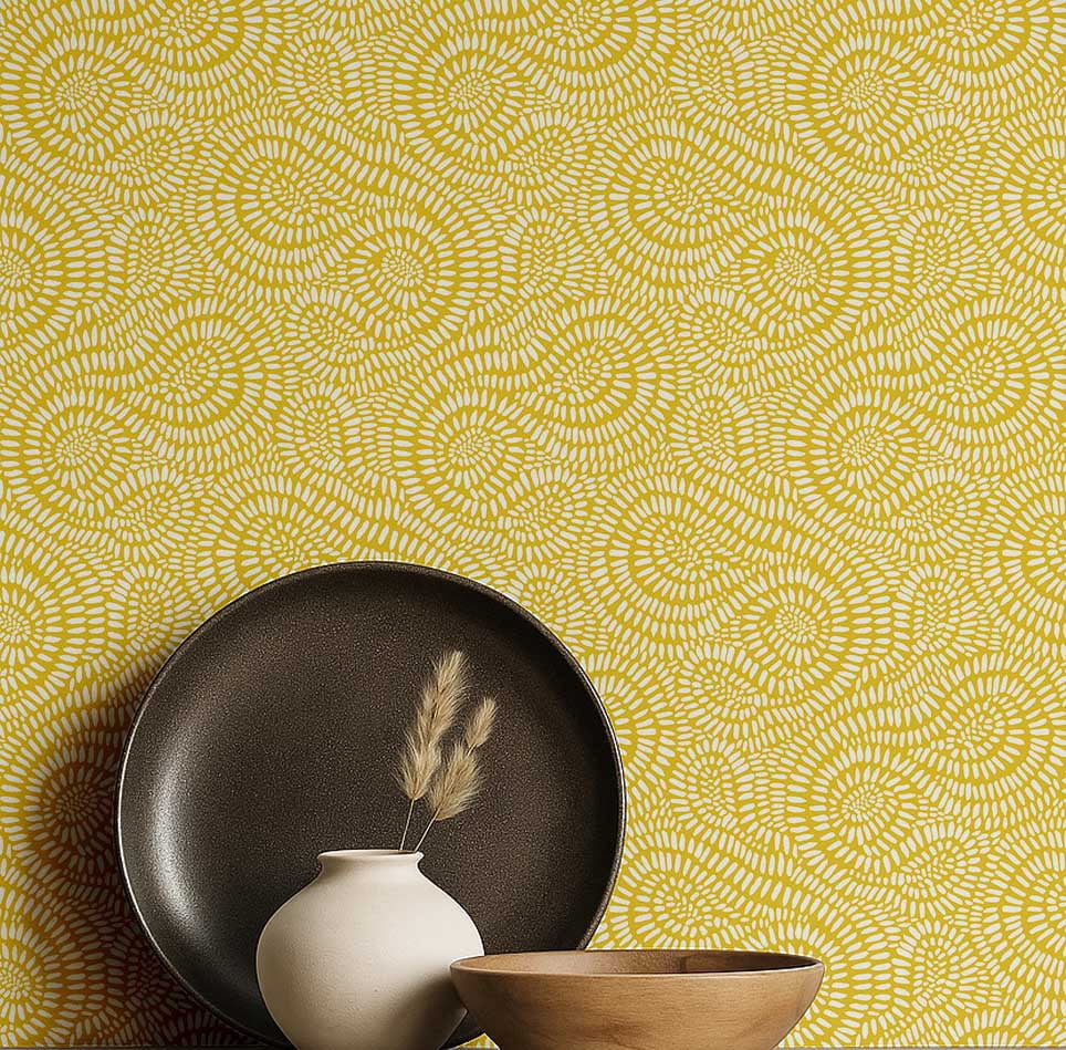 S4Sassy Peel and Stick Wall Covering, Radiating Dot Swirl Print ...