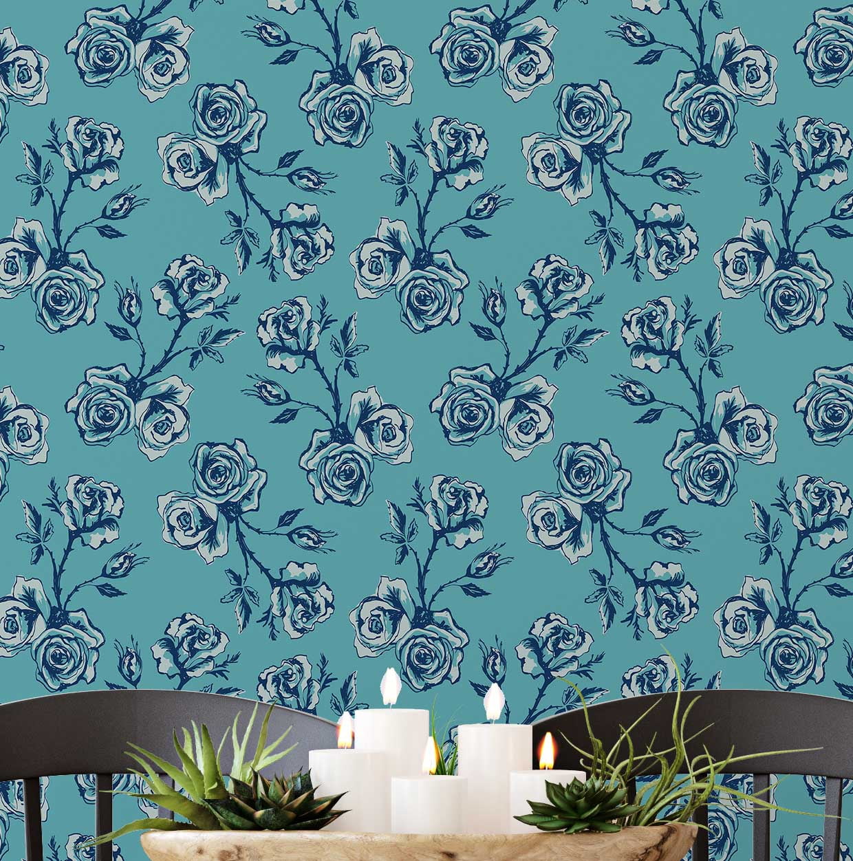 S4Sassy Peel And Stick Wall Covering, Sketched Rose Removable Wallwrap ...