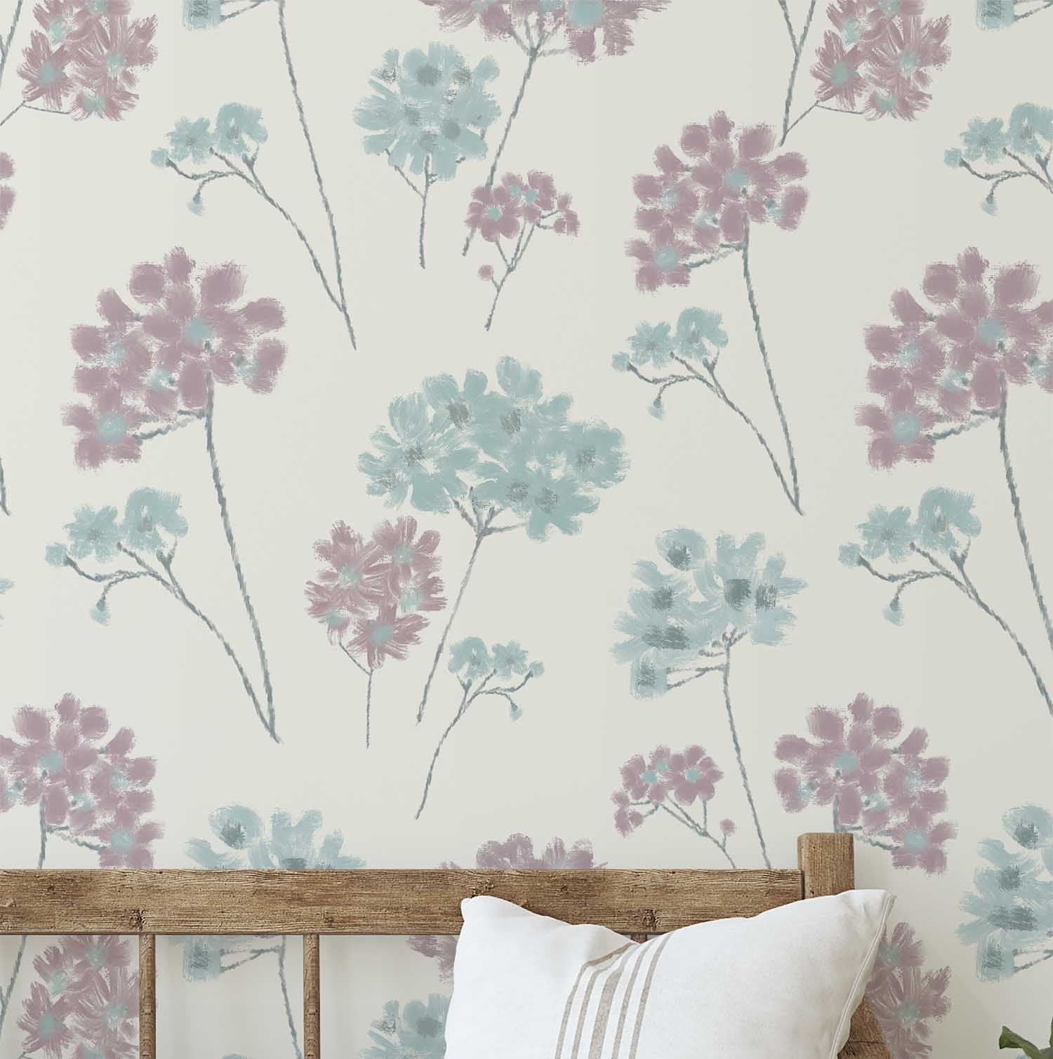 S4Sassy Peel and Stick Wall Covering, Soft Pastel Floral Removable ...