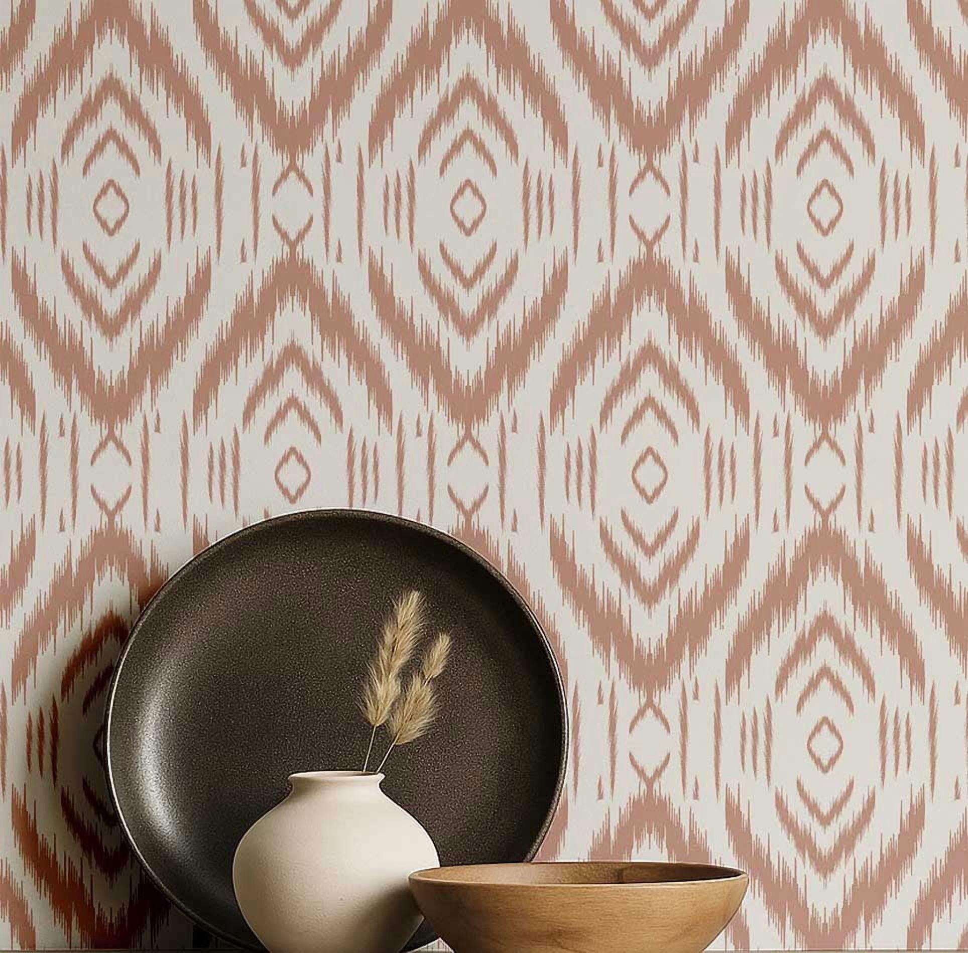 S4Sassy Peel and Stick Wall Covering, Tribal Ikat Print Removable Vinyl ...