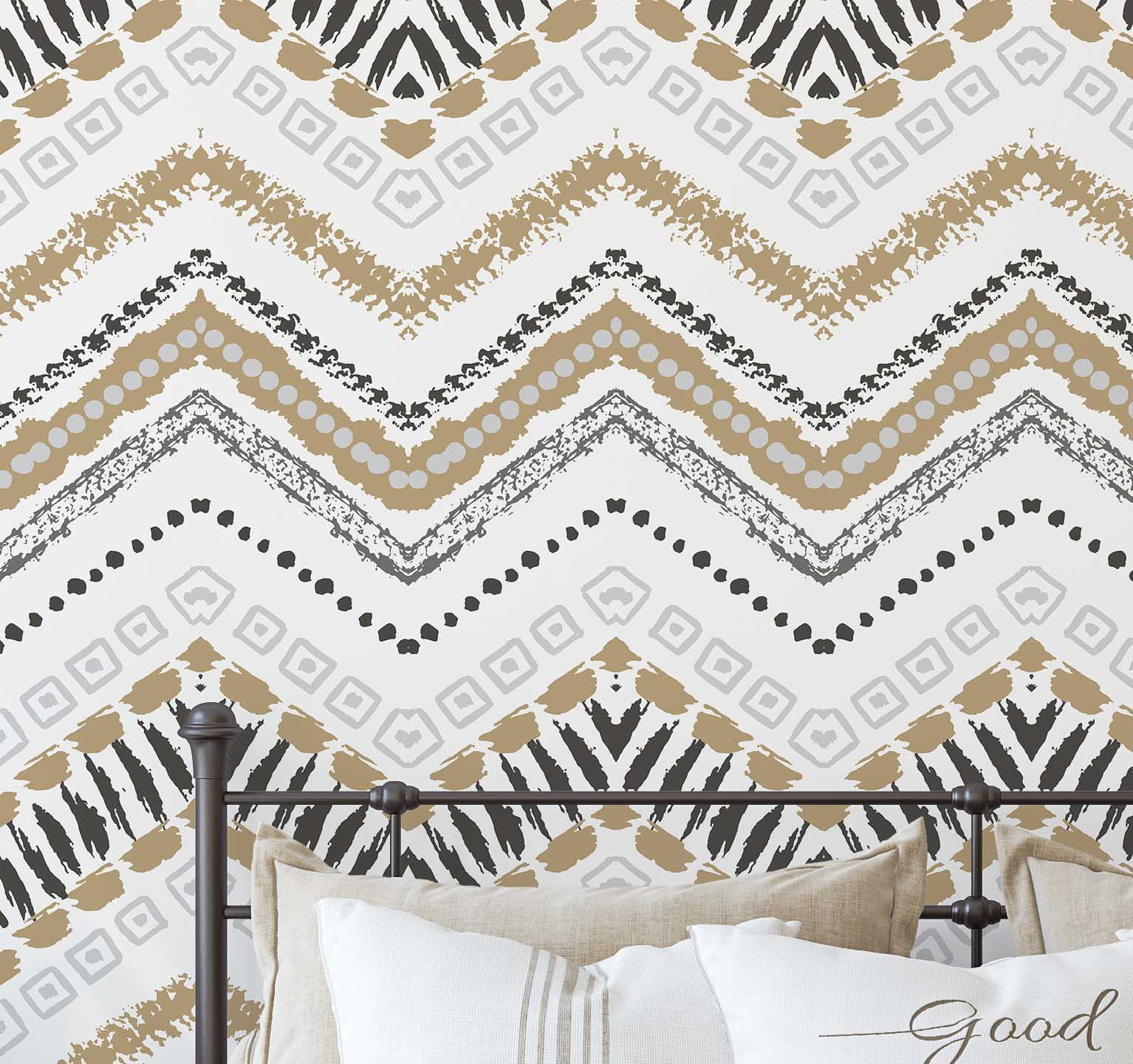 S4Sassy Peel and Stick Wall Covering, Tribal Zigzag Removable Vinyl ...