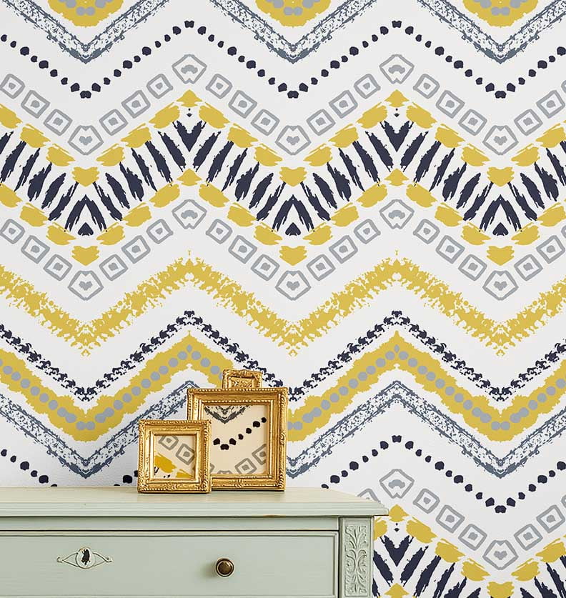 S4Sassy Peel and Stick Wall Covering, Tribal Zigzag Removable Vinyl ...