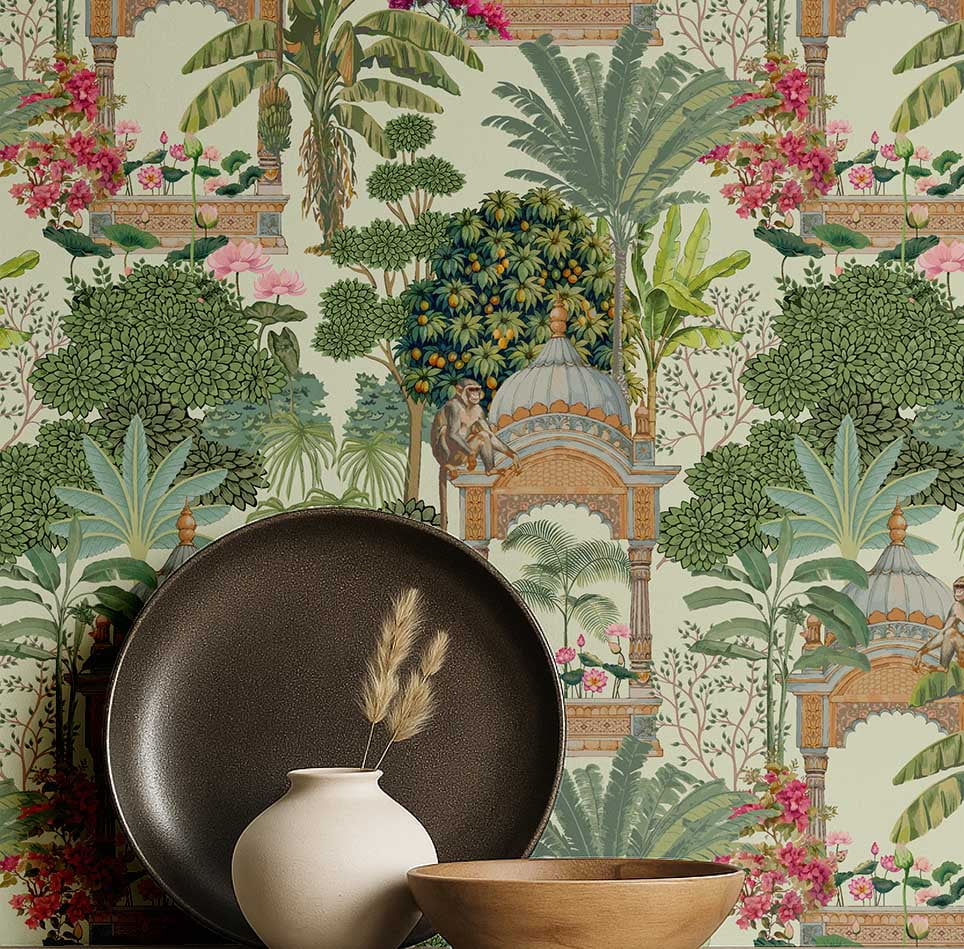 S4Sassy Peel and Stick Wall Covering, Tropical Garden Print Removable ...