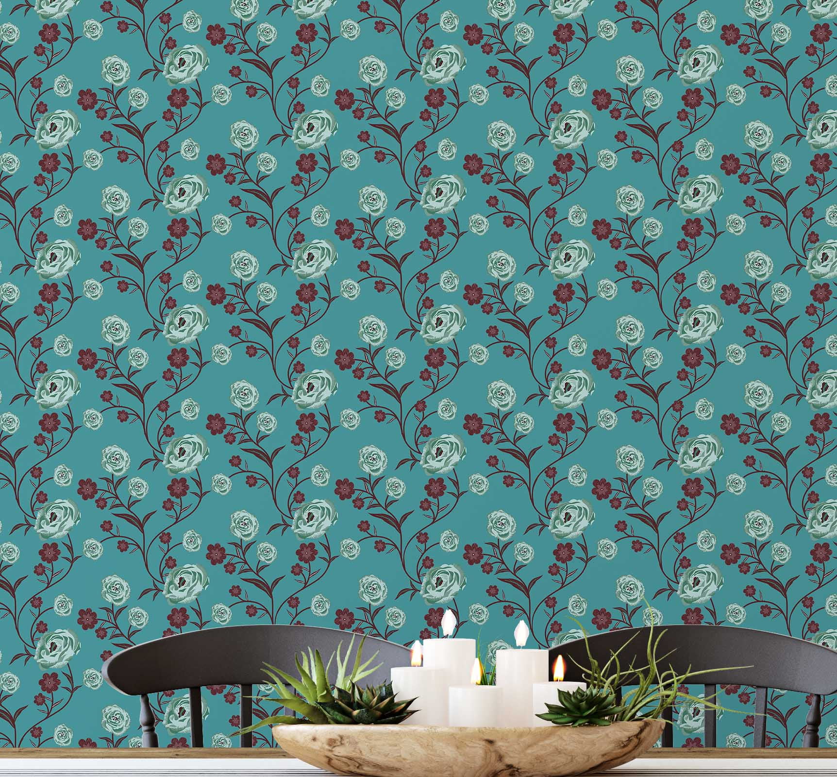 S4Sassy Peel and Stick Wall Covering, Vintage Blooming Roses Wallpaper ...