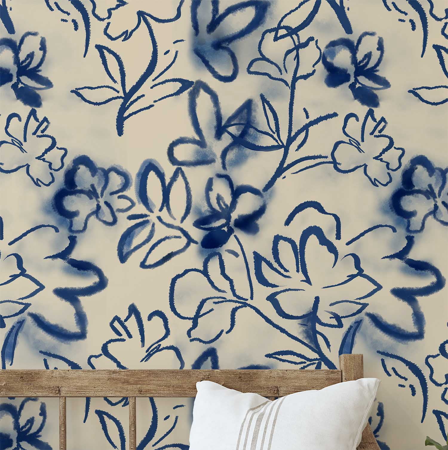 S4Sassy Peel and Stick Wall Covering, Watercolor Floral Print Removable ...