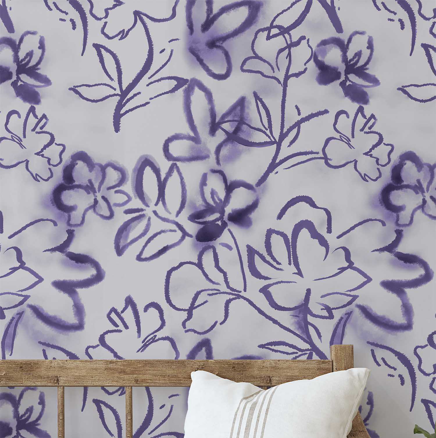 S4Sassy Peel and Stick Wall Covering, Watercolor Floral Print Removable ...