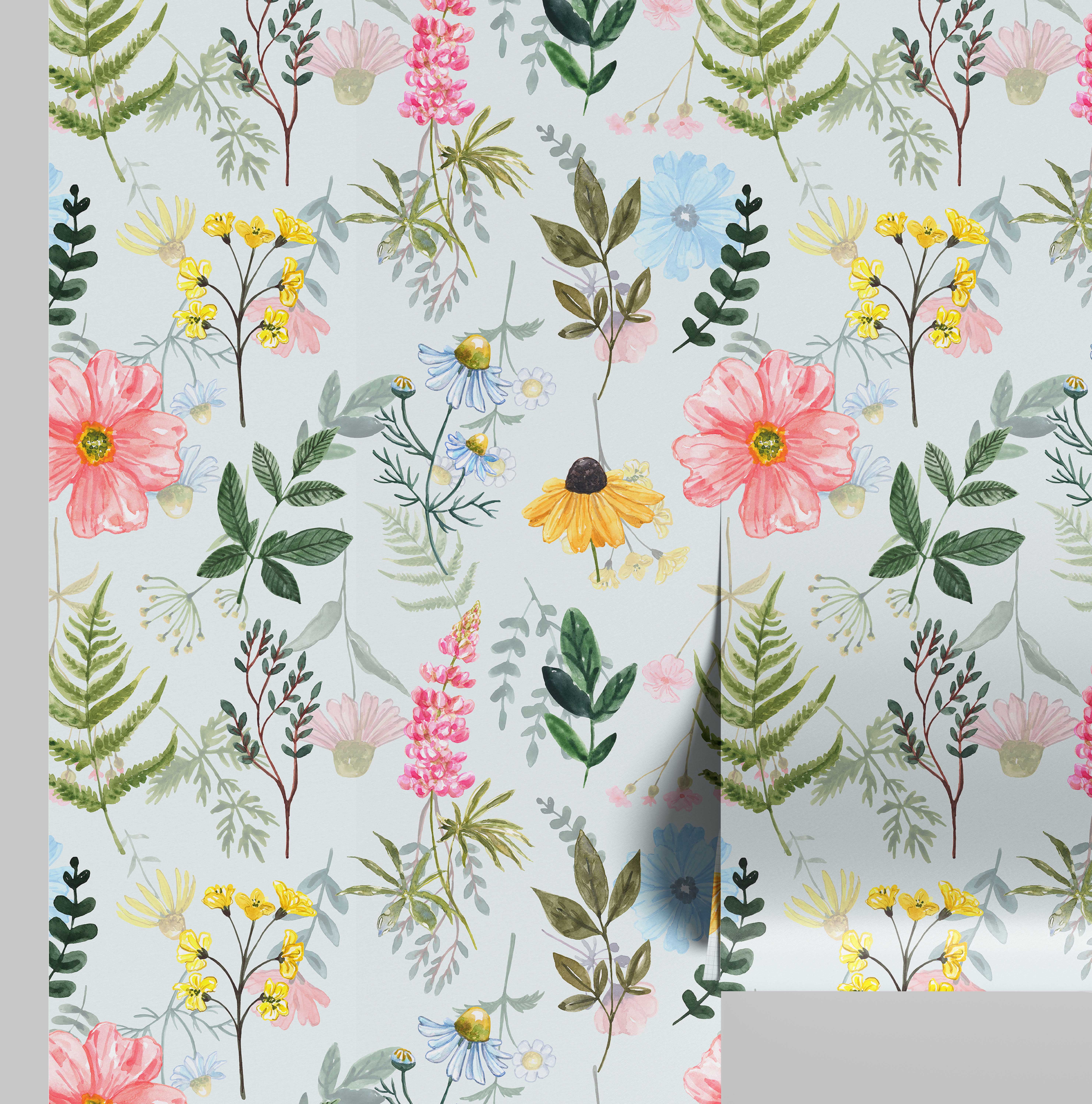 S4Sassy Peel and Stick Wall Covering, Wildflower Botanical Removable ...