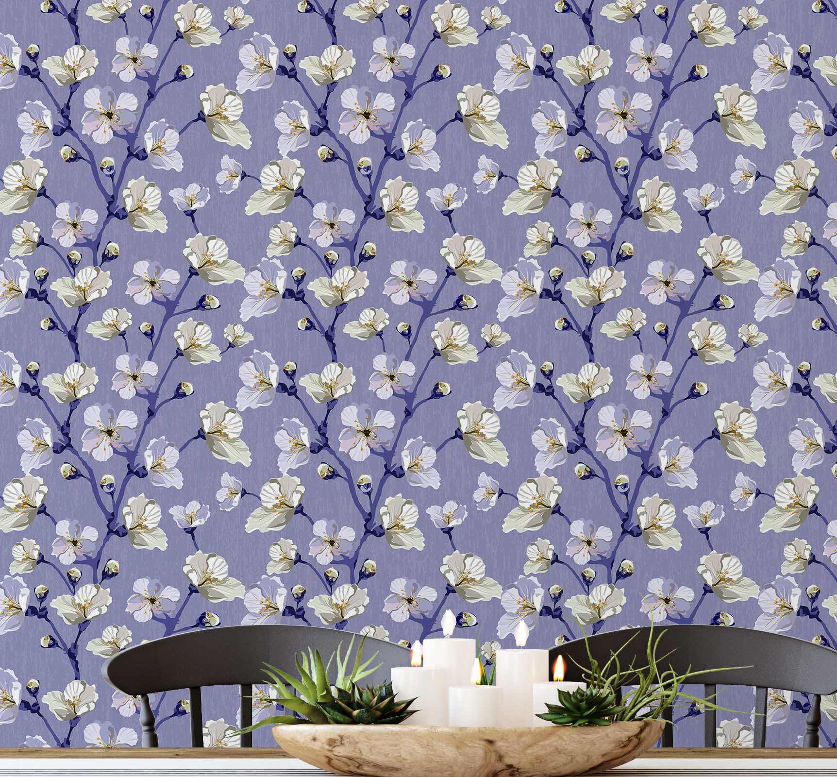 S4Sassy Peel and Stick Walls Covering, Blossom Bloom Print- Asian Style ...