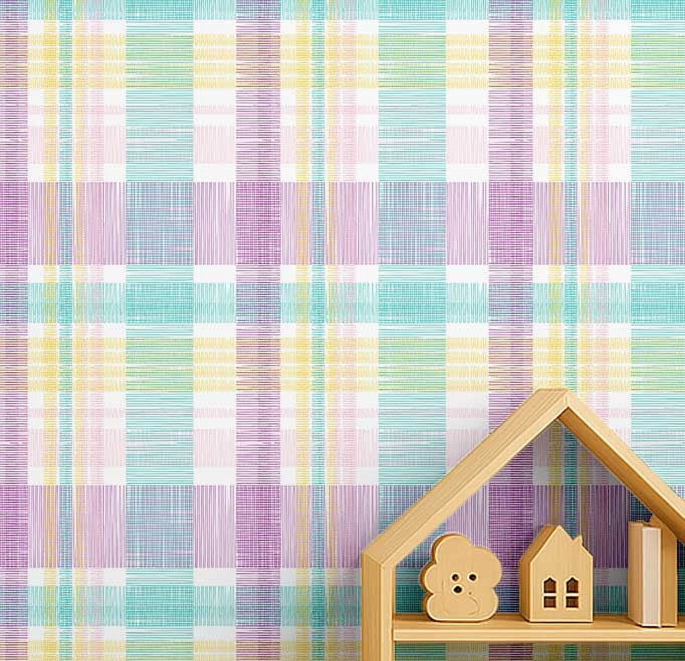 S4Sassy Plaid Check Wallpaper - Green Wall Covering, 25" x 360" Self ...