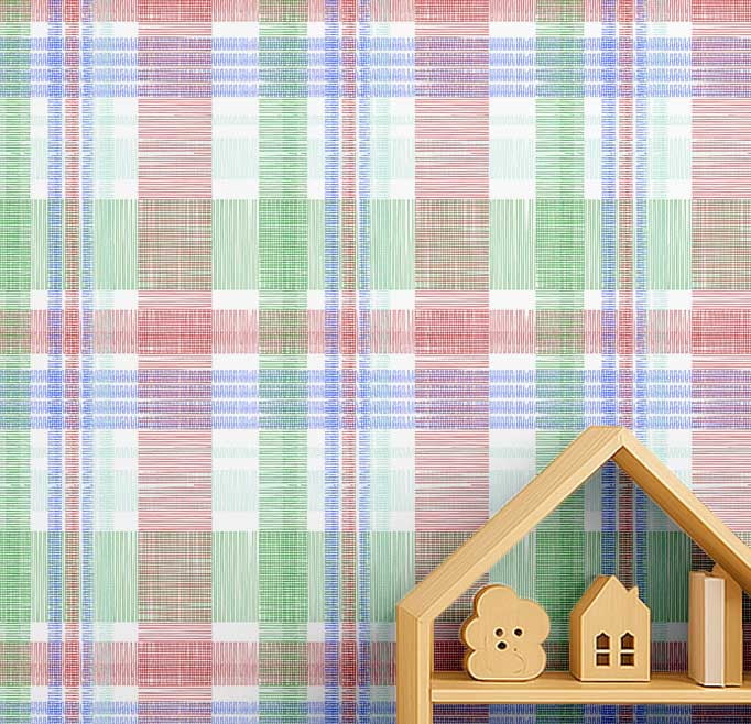 S4Sassy Plaid Check Wallpaper - Red Wall Covering, 25" x 360" Self ...