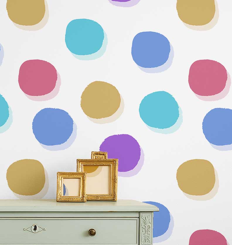 S4Sassy Polka Dots Wallpaper - Multi Wall Covering, 25" x 360" Self ...
