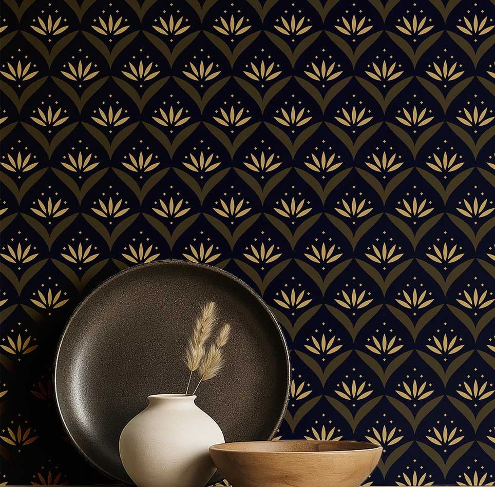 S4Sassy Retro Art Deco Wallpaper- Blue Wall Covering, 25" X 240" Self ...