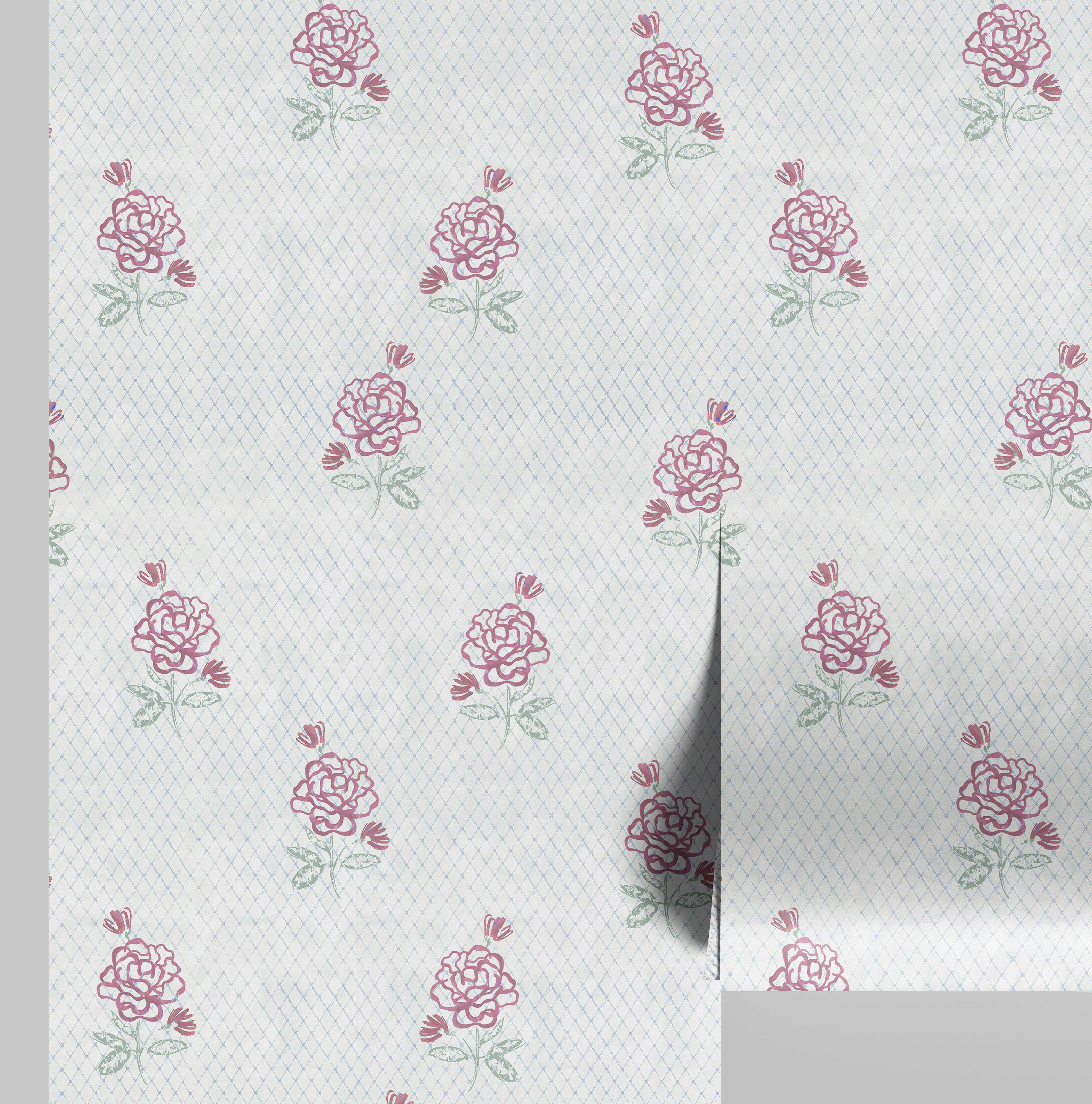 S4Sassy Rose Motif Wallpaper - Pink Wall Covering, 25" x 360" Self ...