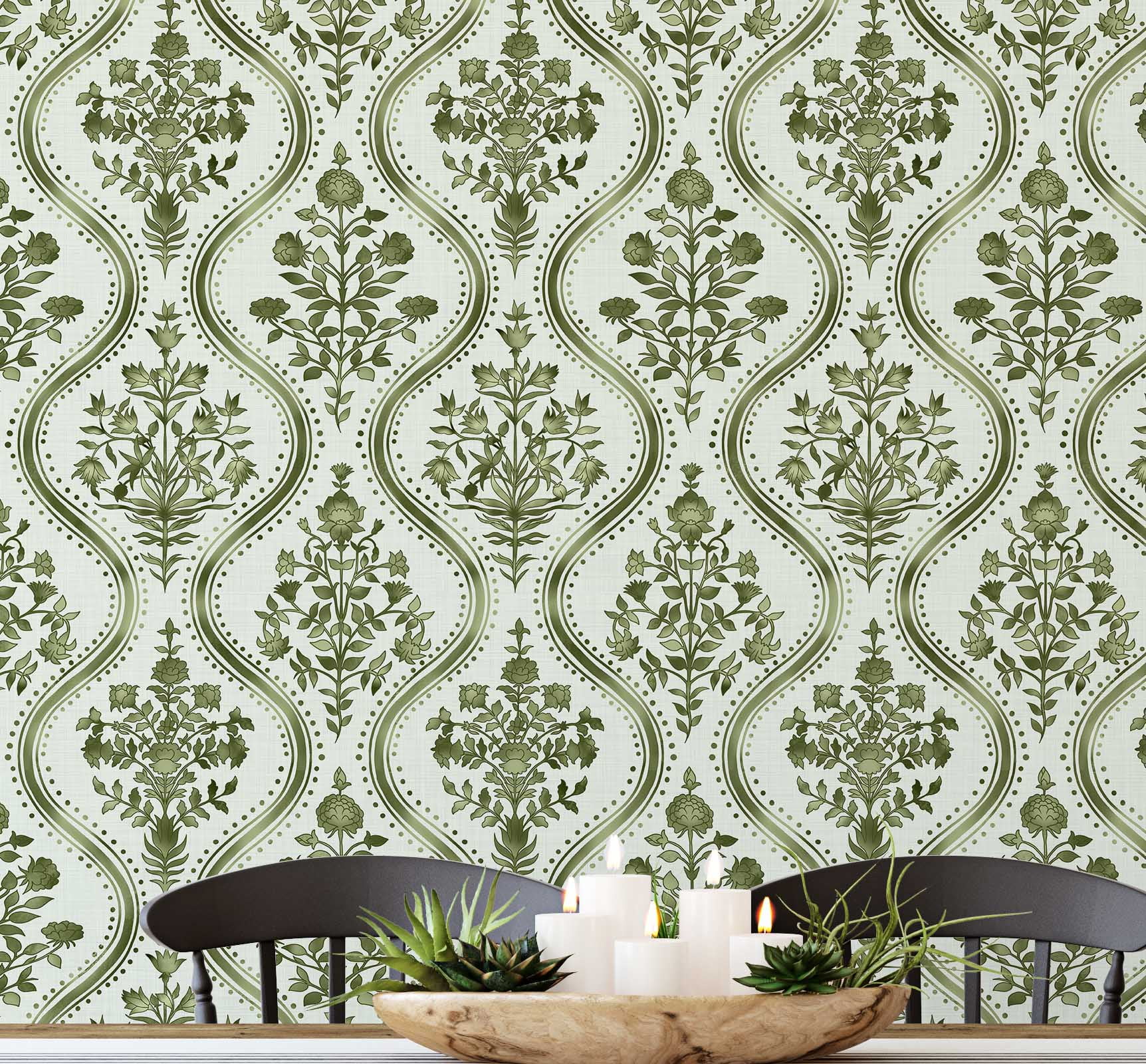 S4Sassy Royal Floral Wallpaper- Asian Style Walls Covering, 25 x 120 ...