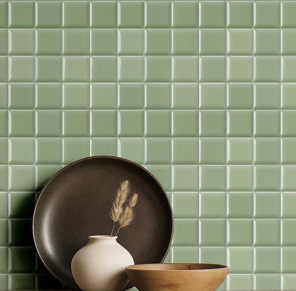 S4Sassy Self Adhesive Wallpaper, Mosaic Tile Print Wallpaper, Green ...