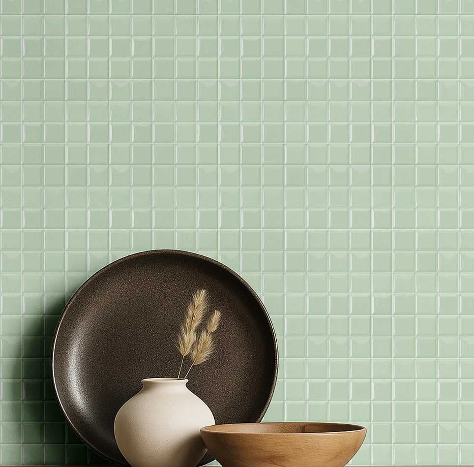 S4Sassy Self Adhesive Wallpaper, Mosaic Tile Print Wallpaper, Green ...