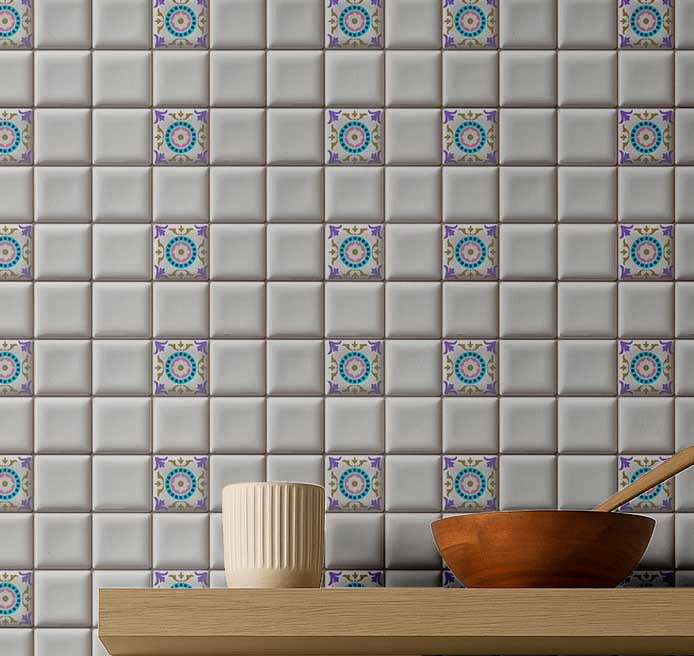 S4Sassy Self Adhesive Wallpaper, Mosaic Tile Print Wallpaper, White ...