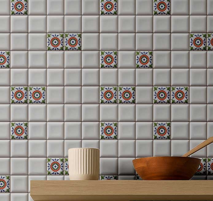 S4Sassy Self Adhesive Wallpaper, Mosaic Tile Print Wallpaper, White ...