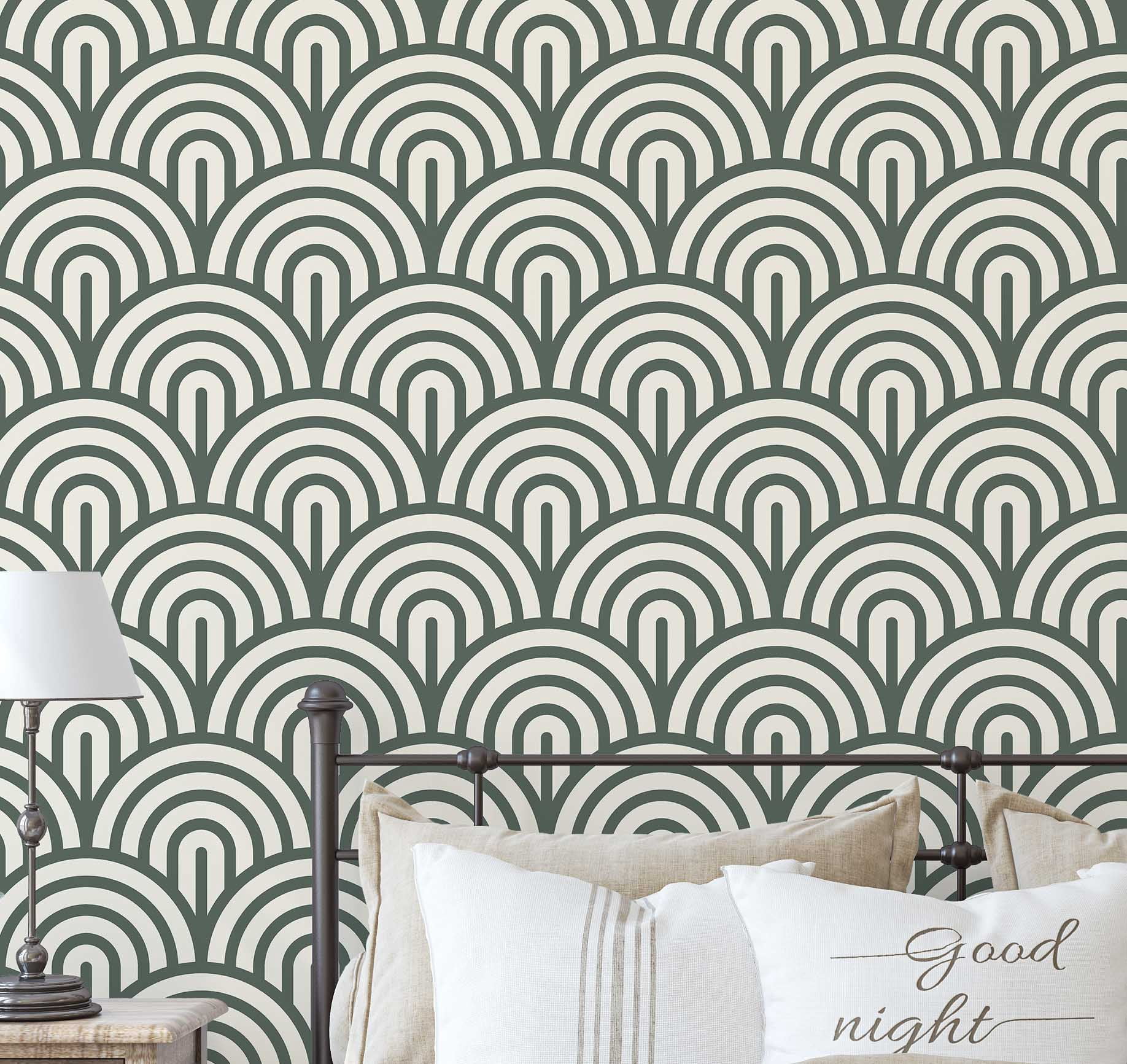 S4Sassy Self Adhesive Wallpaper, Retro Arch Print Wallpaper, Gray ...