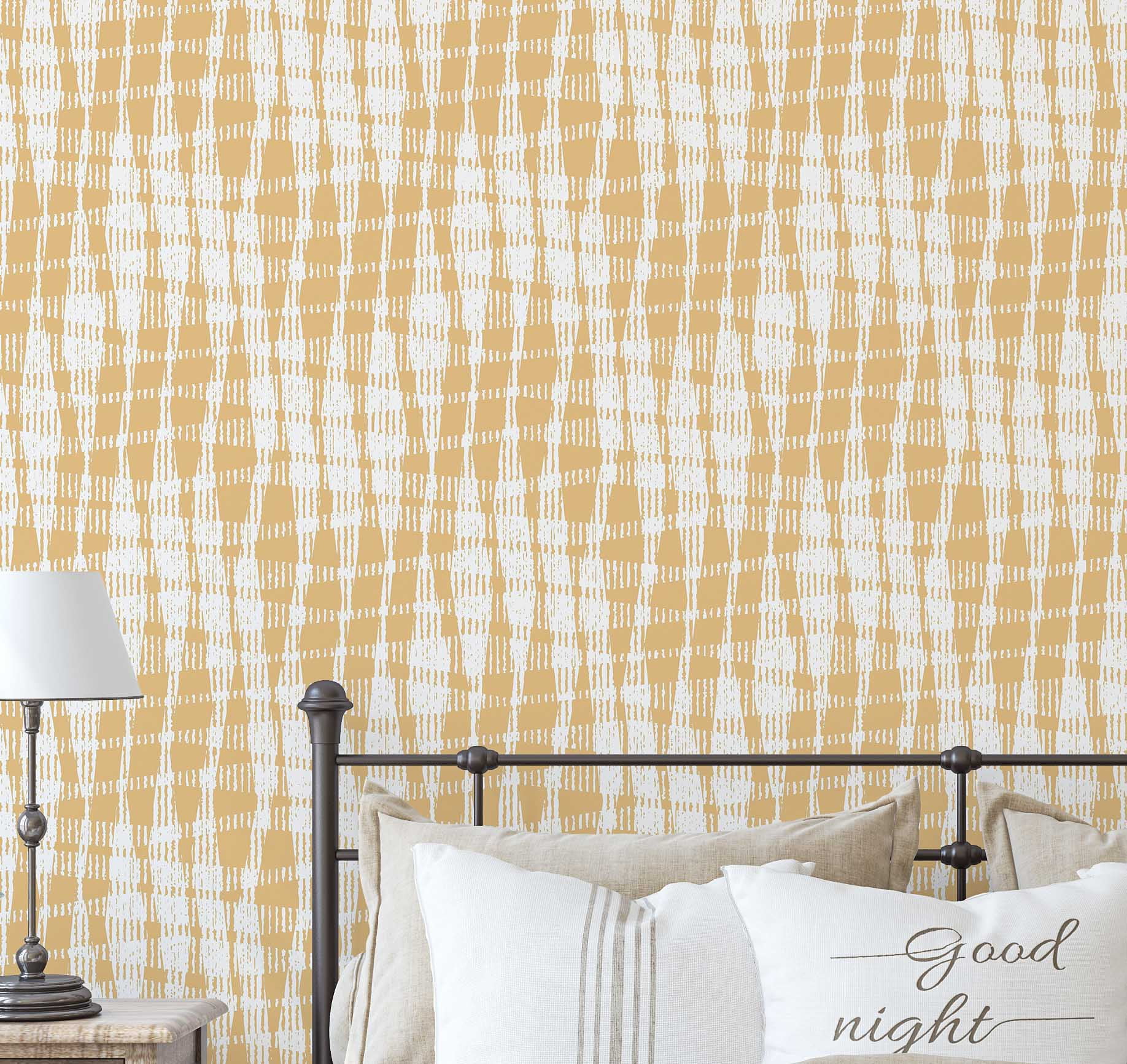 S4Sassy Self Adhesive Wallpaper, Scribble Line Print Wallpaper, Yellow ...