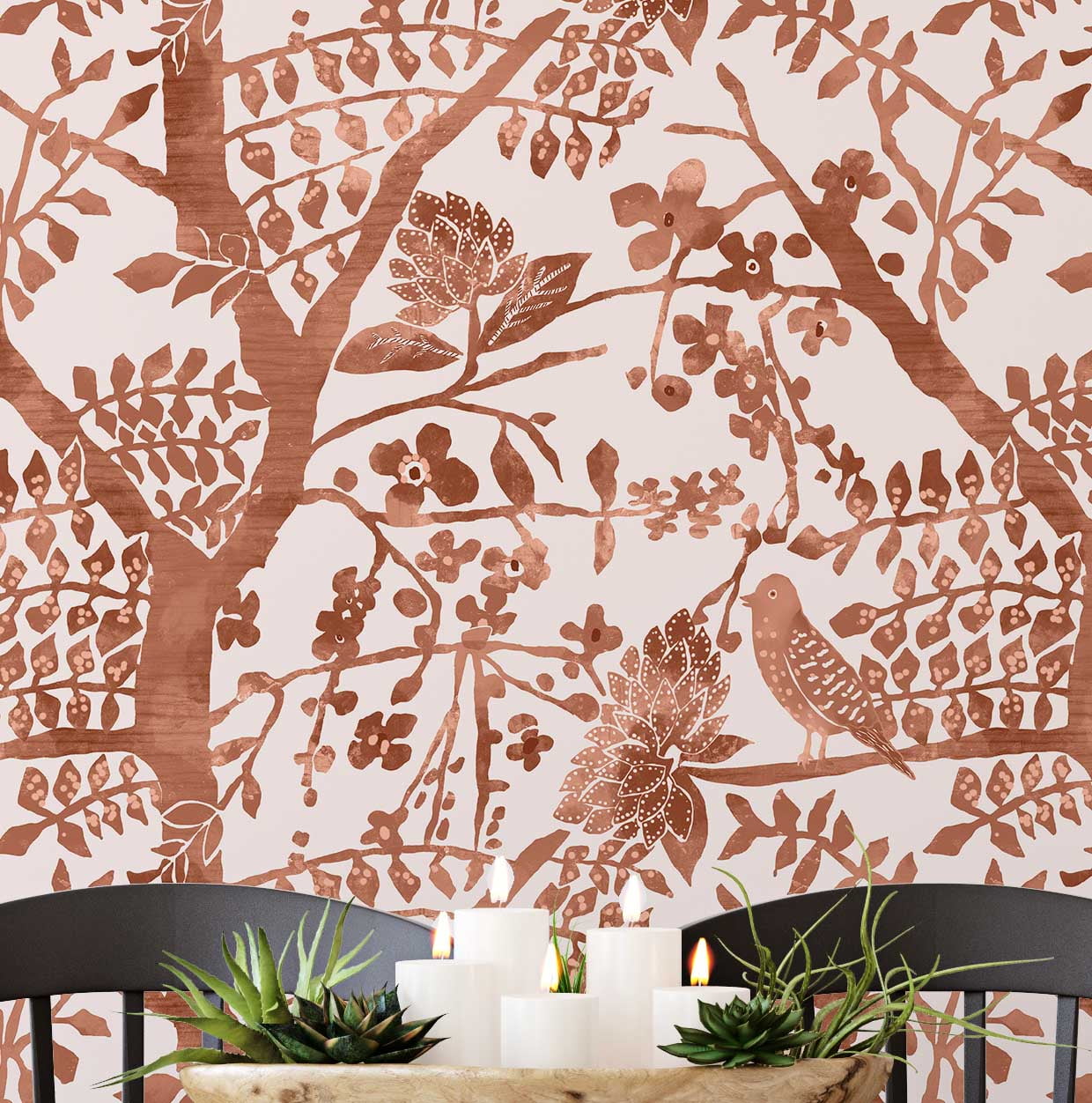 S4Sassy Self Adhesive Wallpaper, Tree & Bird Wallpaper, Brown Removable ...