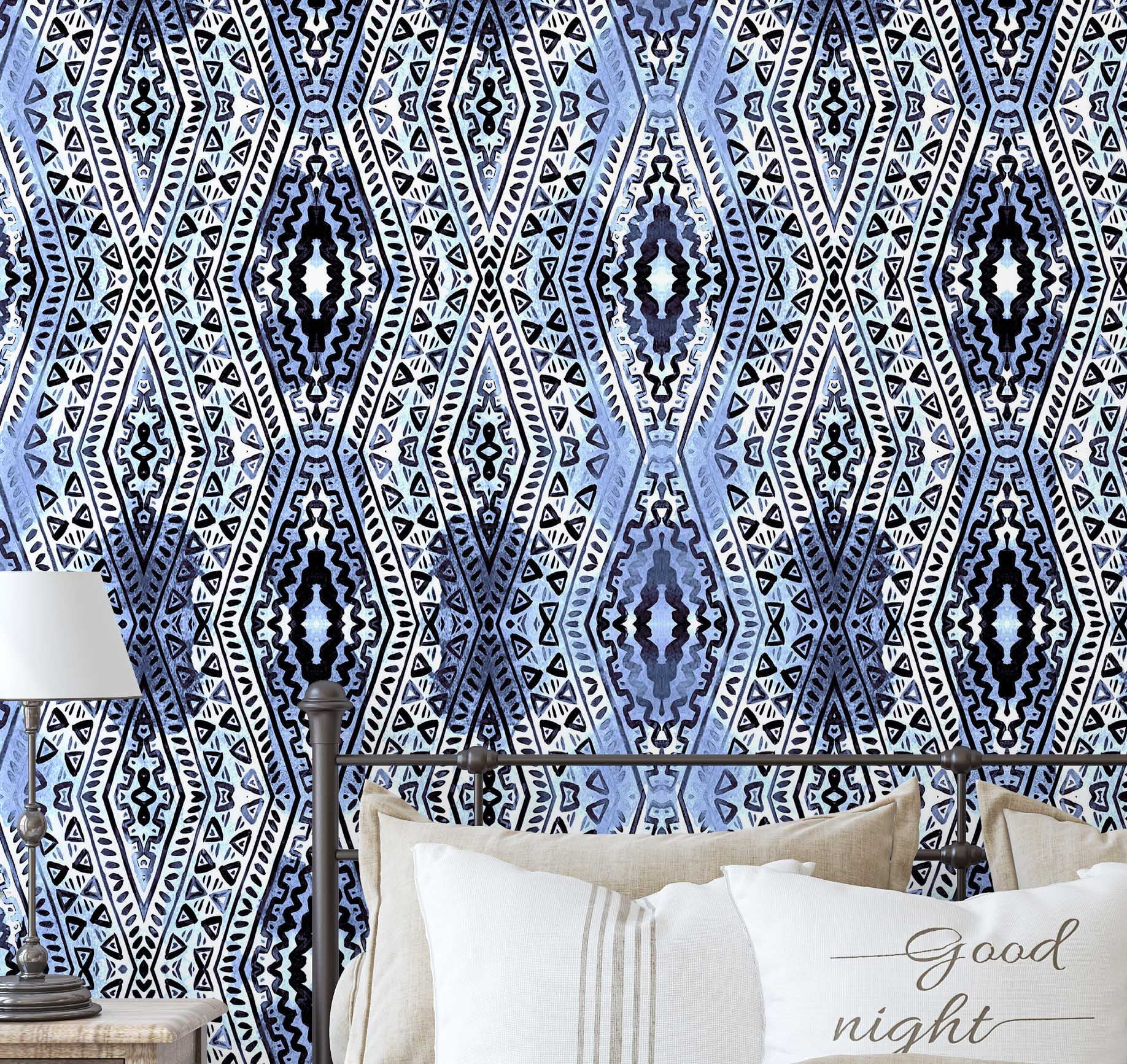 S4Sassy Self-Stick Decorative Boho Wallpaper, Diamond Geometric Print ...