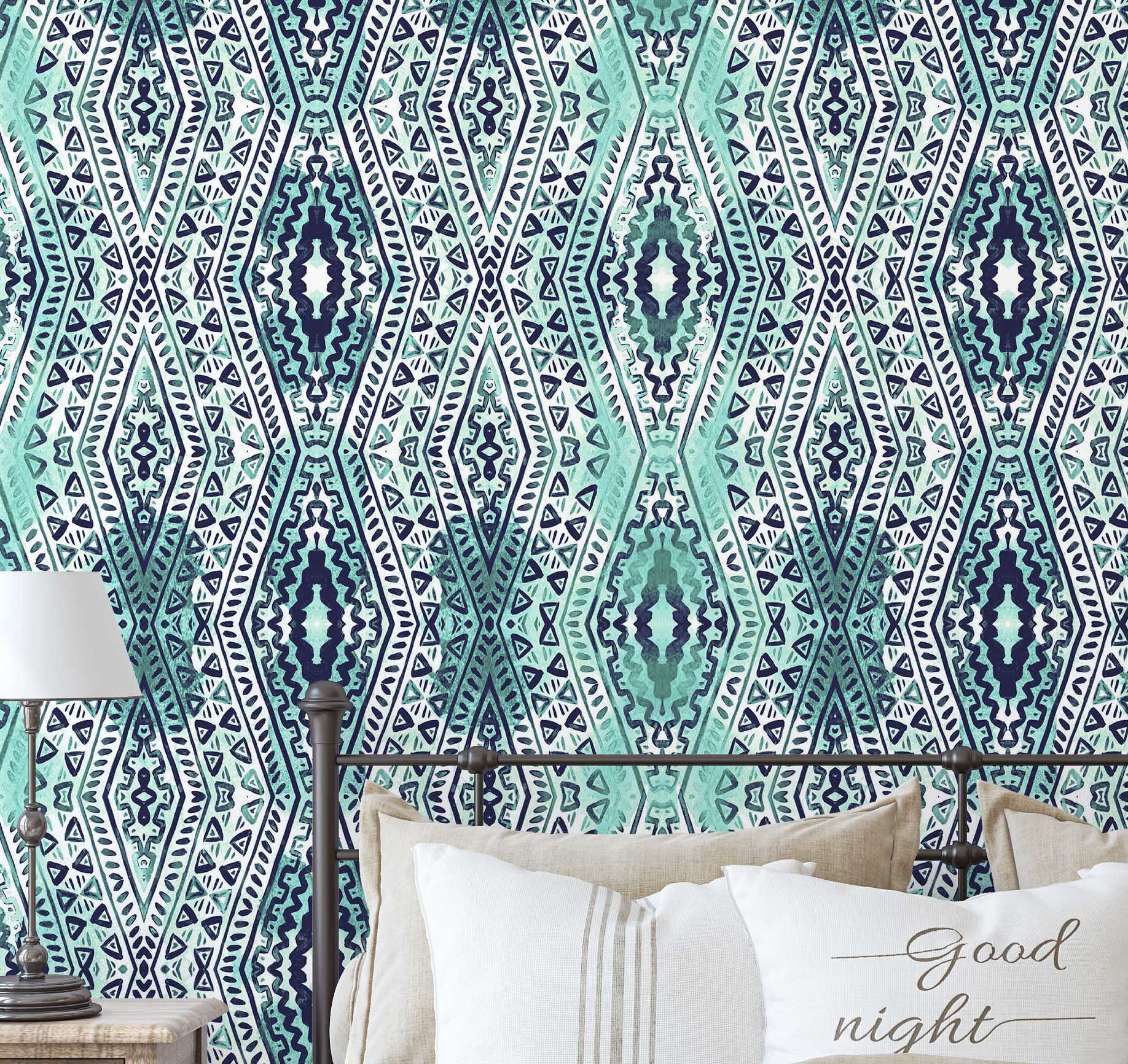 S4Sassy Self-Stick Decorative Boho Wallpaper, Diamond Geometric Print ...