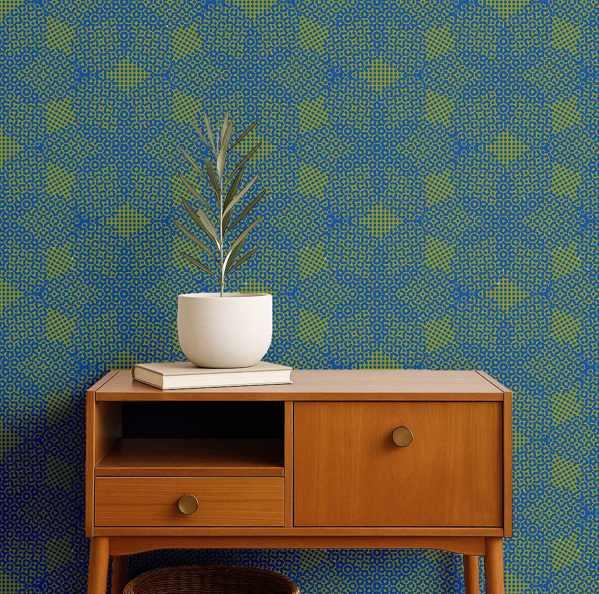 S4Sassy Self-Stick Decorative Boho Wallpaper, Dot Geometric Print Wall ...