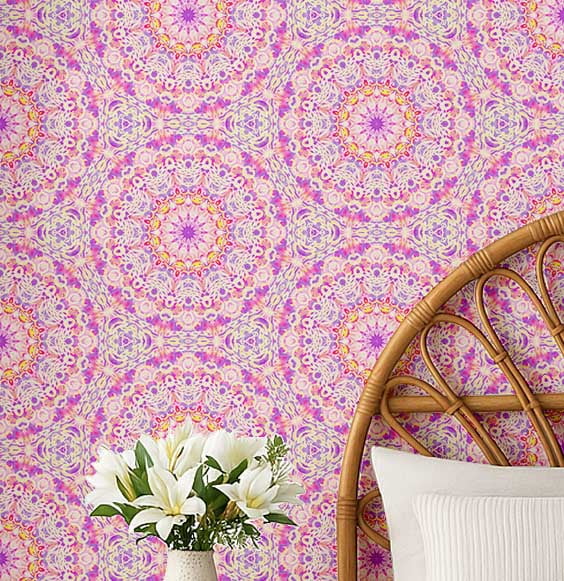 S4Sassy Self-Stick Decorative Boho Wallpaper, Mandala Floral Pattern ...
