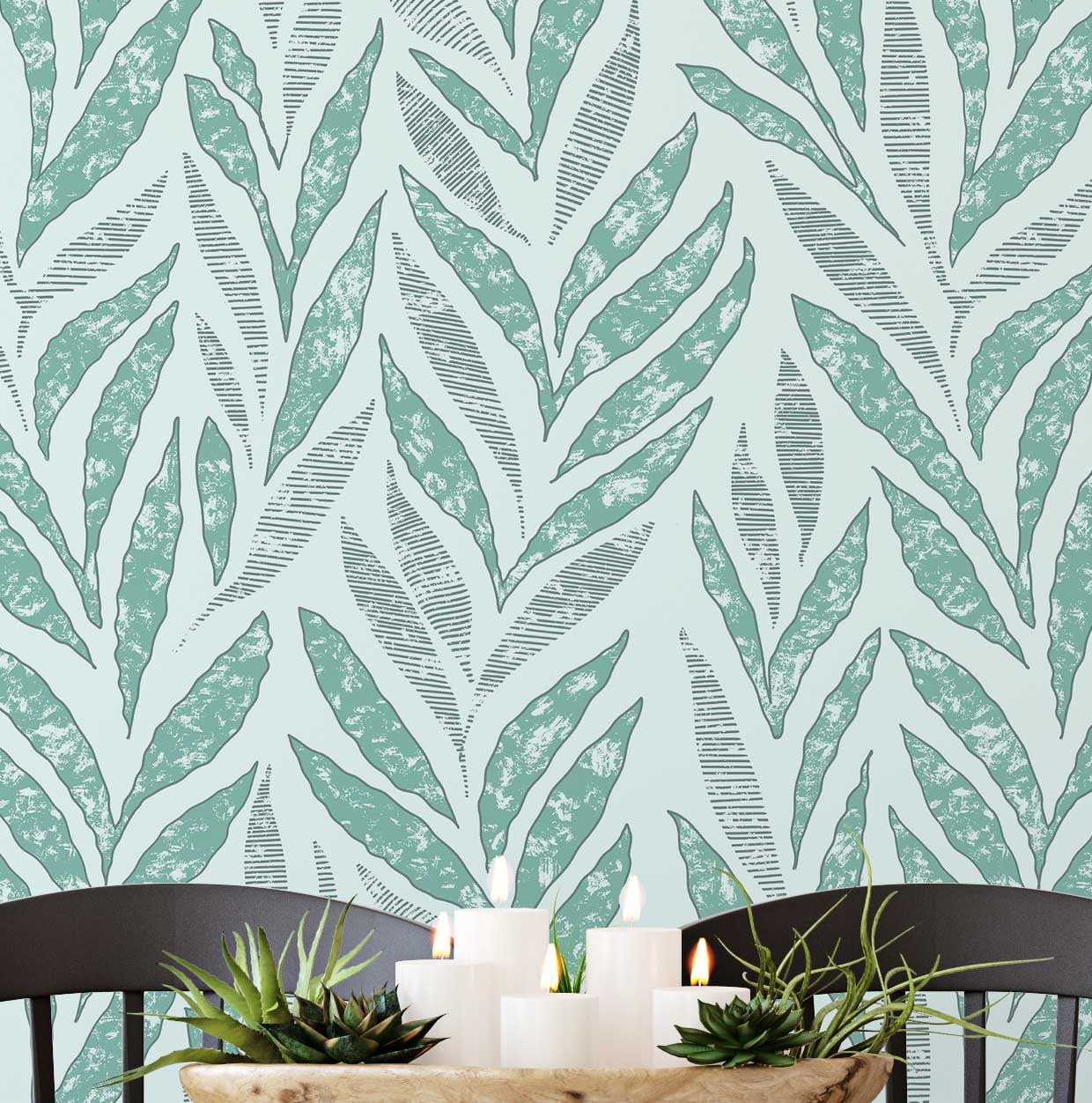S4Sassy Self-Stick Decorative Wallpaper, Abstract Banana Leaf Wall ...