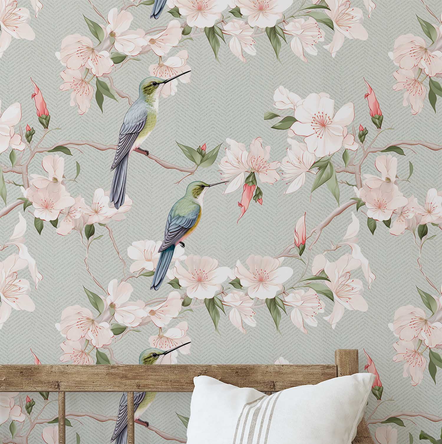 S4Sassy Self-Stick Decorative Wallpaper, Birds & Floral Bloom Wall ...