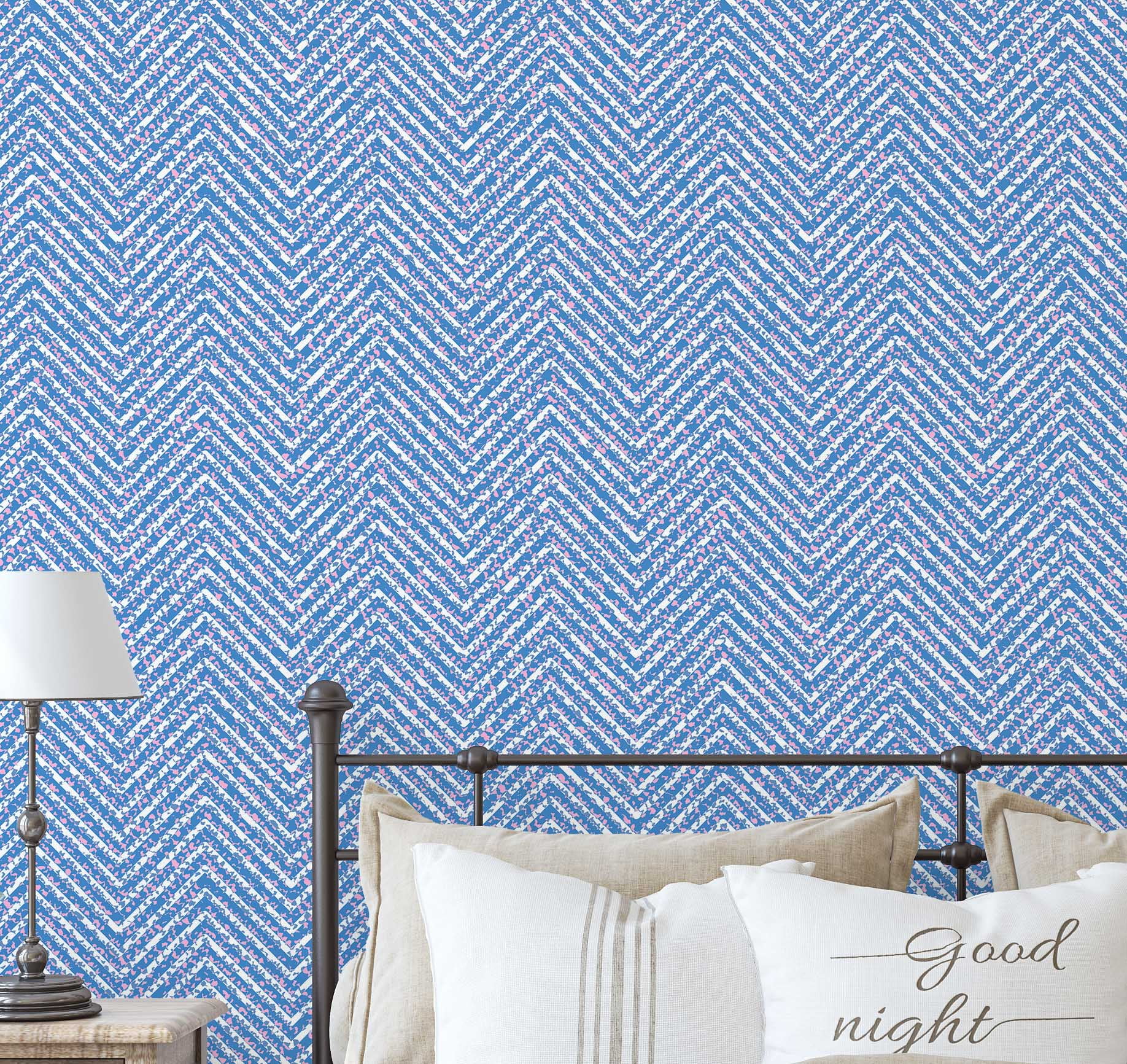 S4Sassy Striped Brush Print Wallpaper - Blue Wall Covering, 25" X 120 ...
