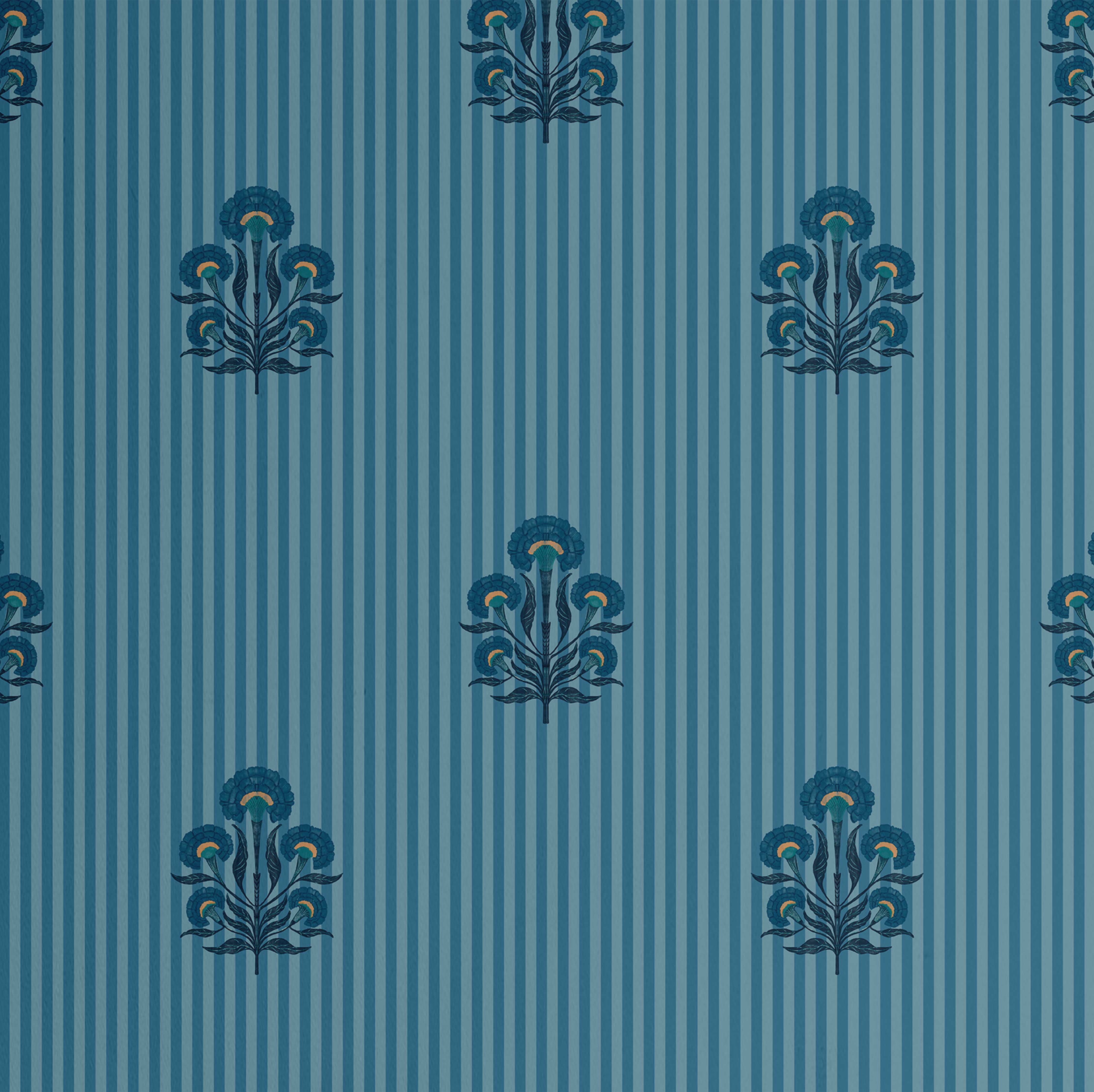 S4Sassy Striped Motif Wallpaper - Blue Wall Covering, 25" x 360" Self ...