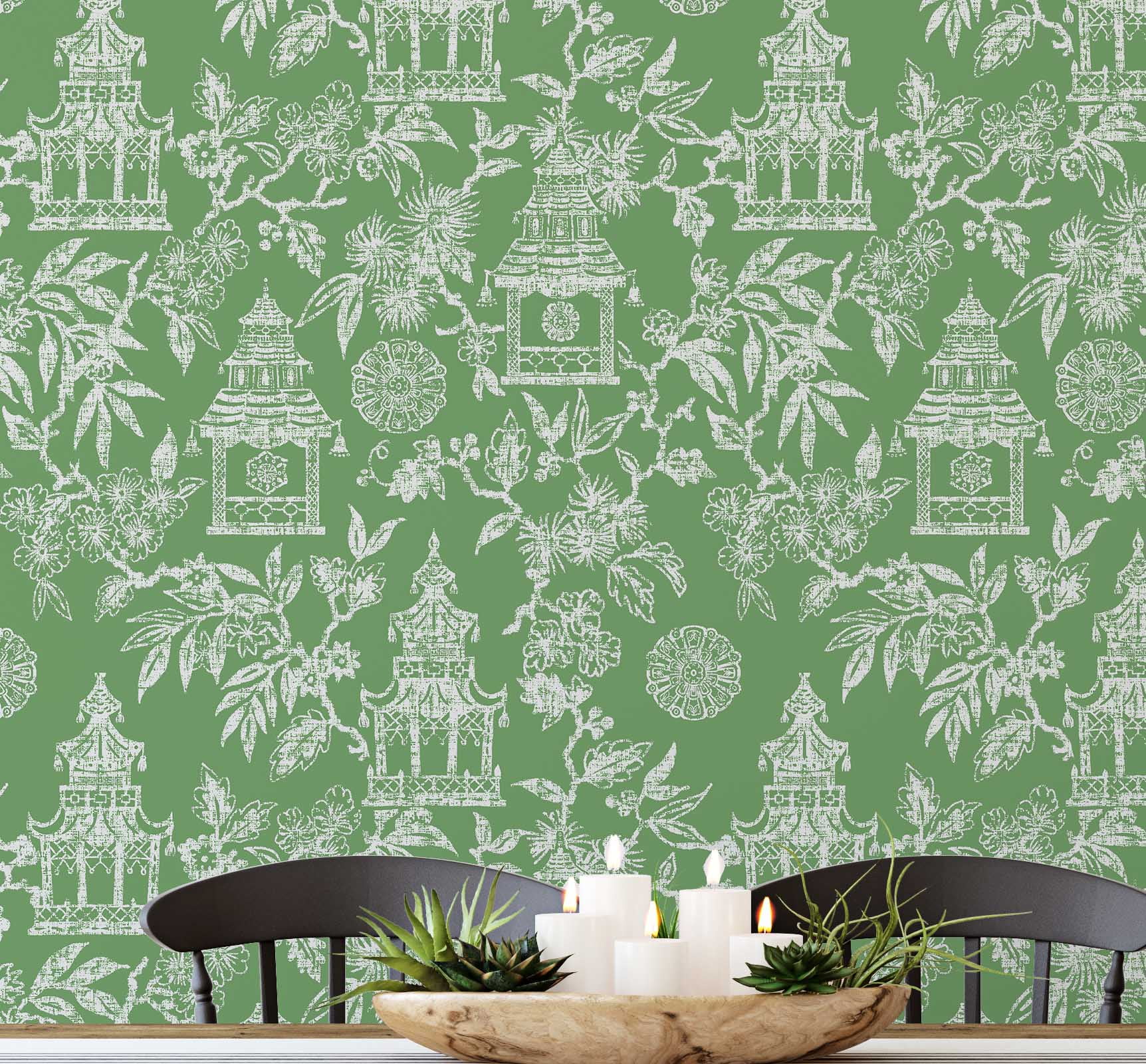 S4Sassy Temple Garden Wallpaper - Asian Style Wall Covering, 25" x 360 ...