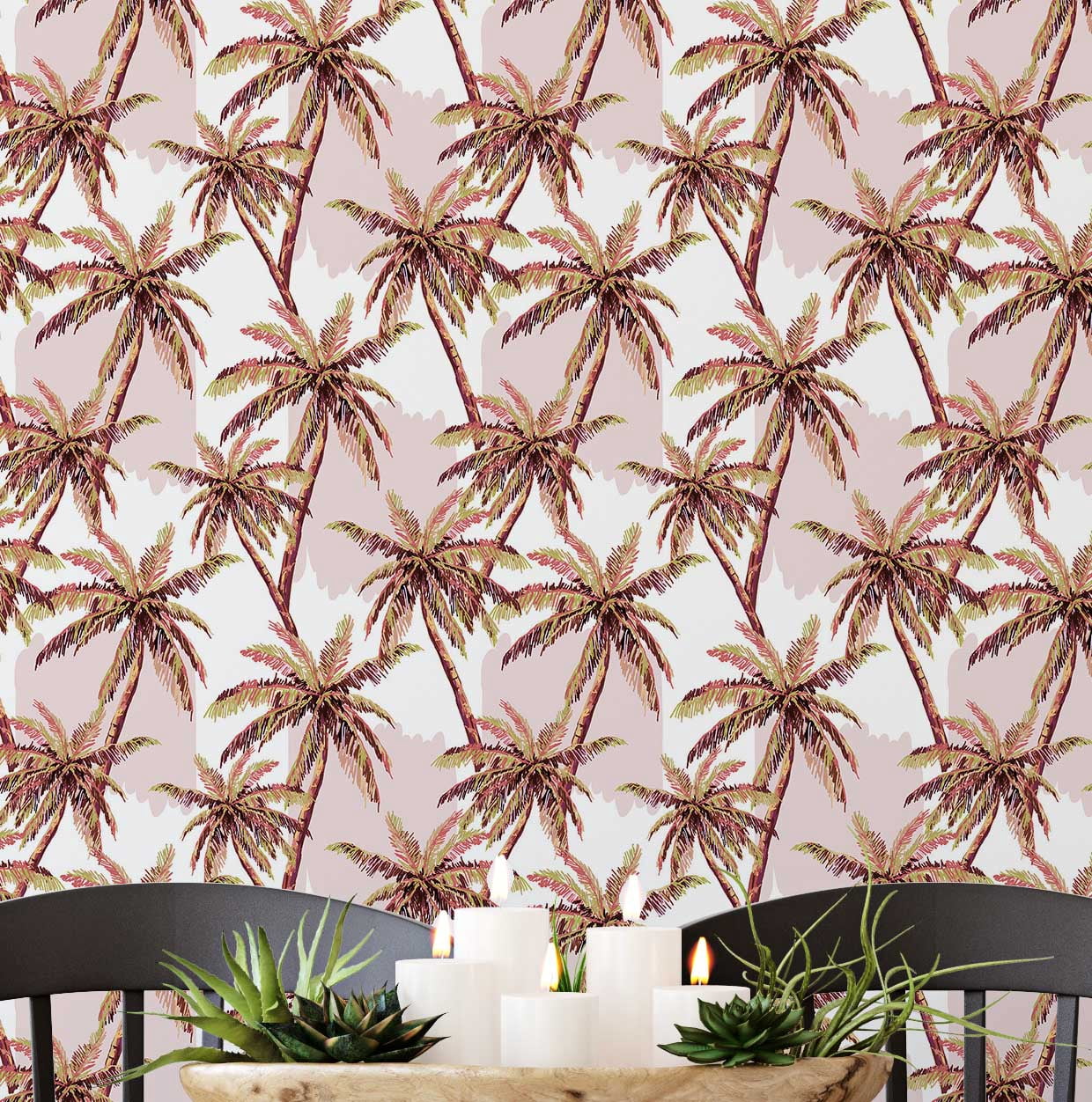 S4Sassy Tropical Palm Tree Wallpaper - Brown Wall Covering, 25" X 240 ...
