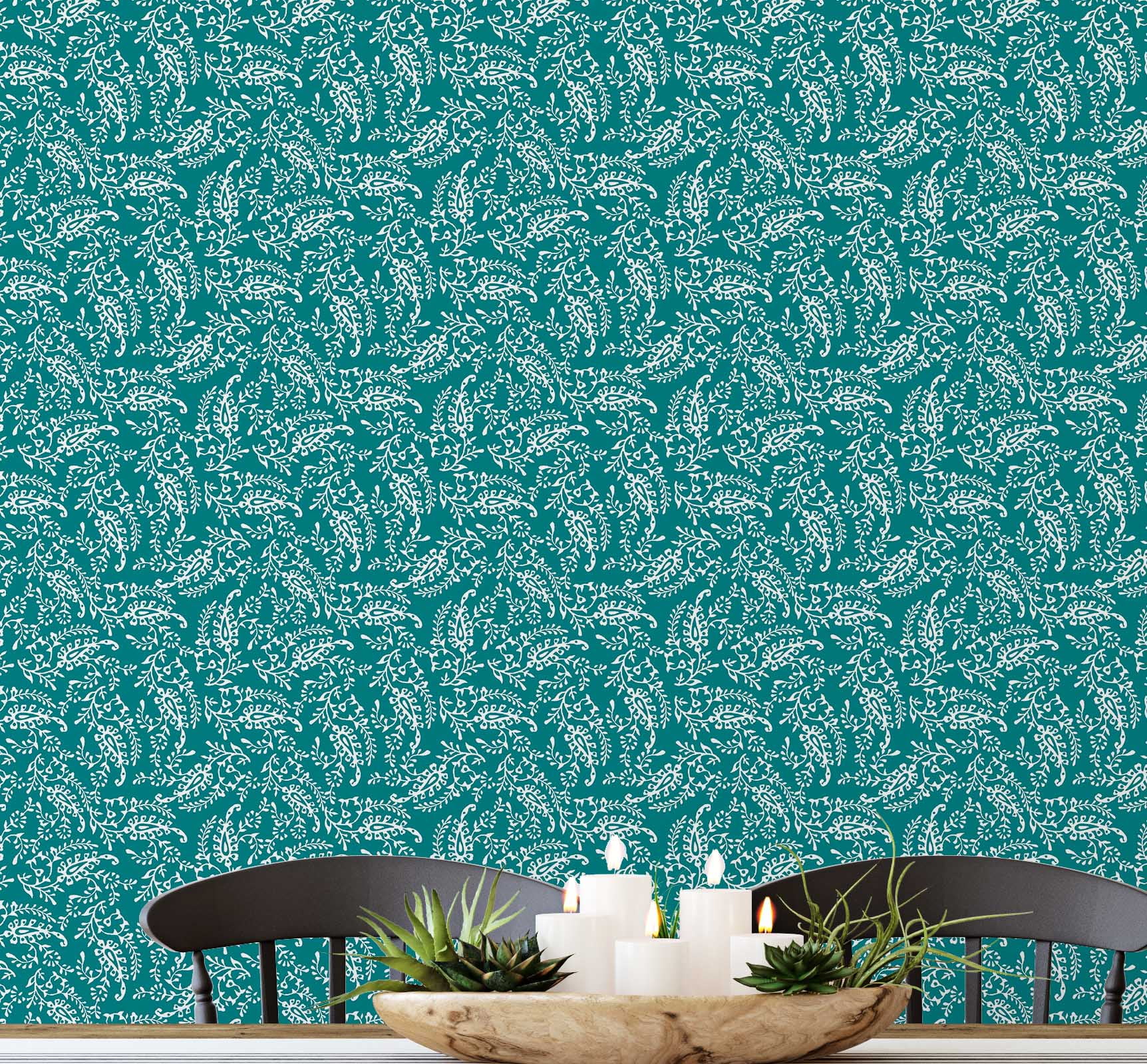 S4Sassy Vine Leaf Print Wallpaper - Asian Style Wall Covering, 25" x ...